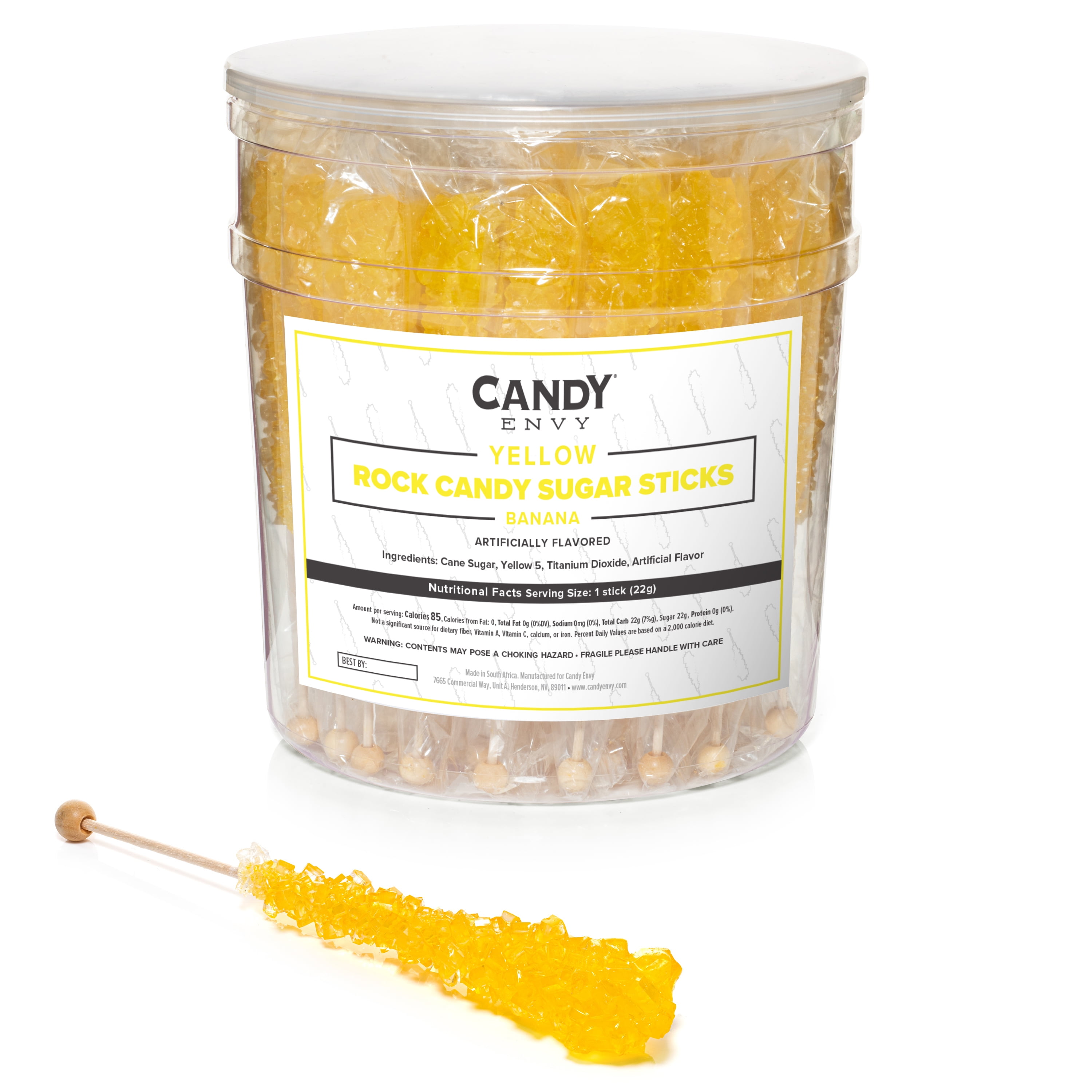 Candy Envy Yellow Rock Candy Sugar Stick, Banana Flavored, 36 Ct ...
