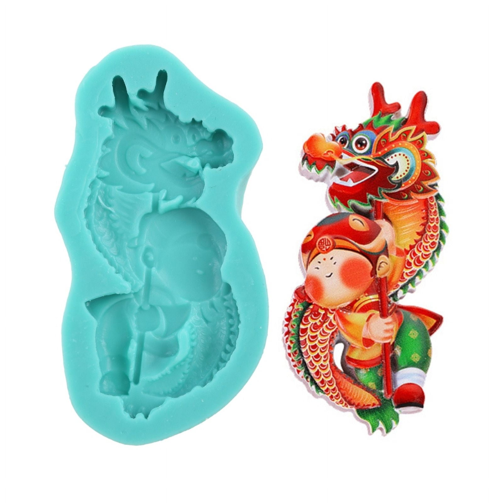 Candy Fondant Mold Chinese Style Dragon and Lion Dance Paste Polymer ...