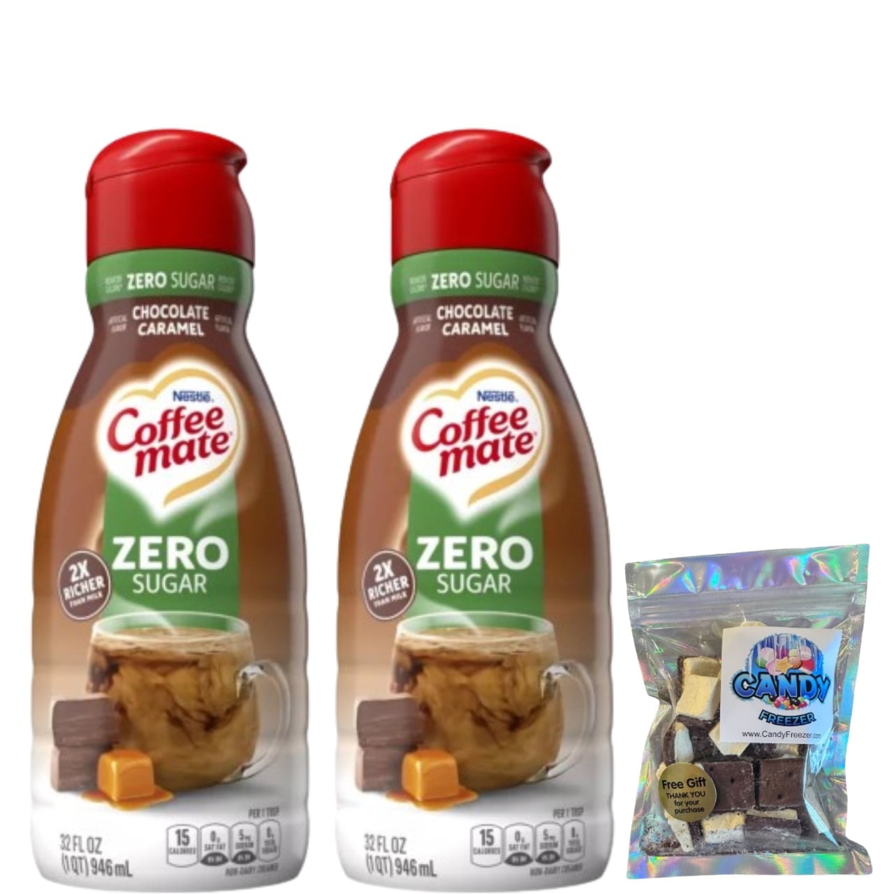 Candy Freezer Liquid Coffee Creamer 32 fl oz (2-Pack) with 1 oz Freeze ...