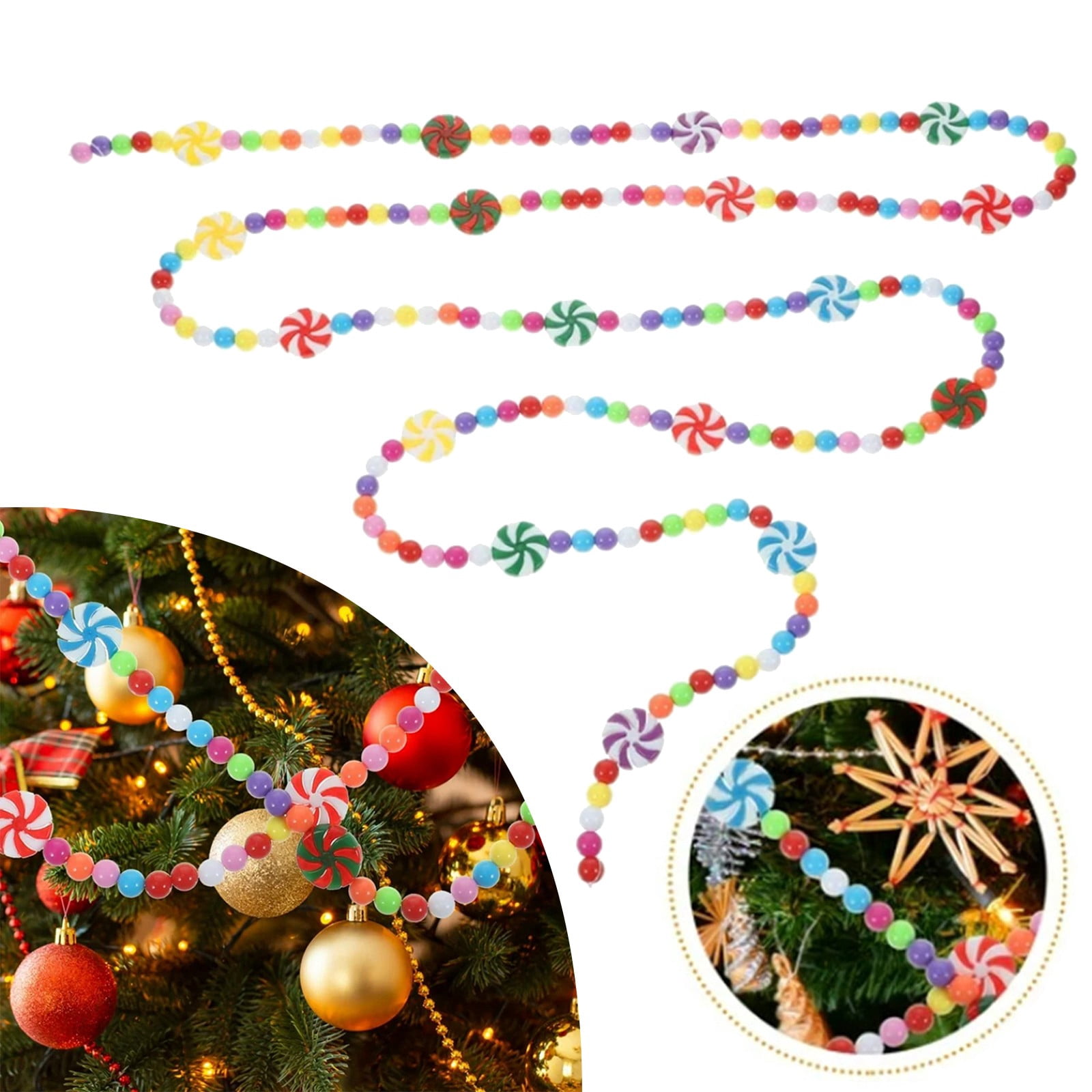 Candy Garland for Christmas Tree,6.5 Feet Christmas Bead Garland ...
