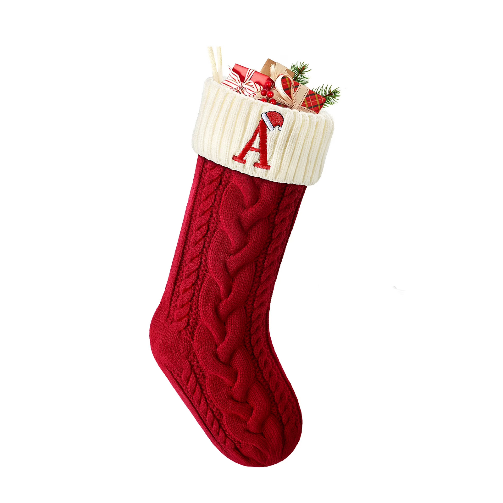 Candy Gift Bags Christmas Stockings with Initials, Knit Christmas ...
