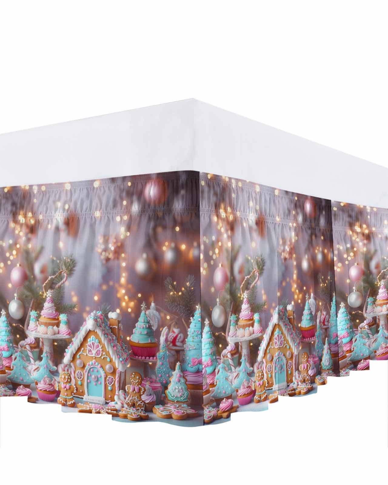 Candy Gingerbread Bed Skirt Christmas Tree Light Ball Cute Fantasy Bed ...