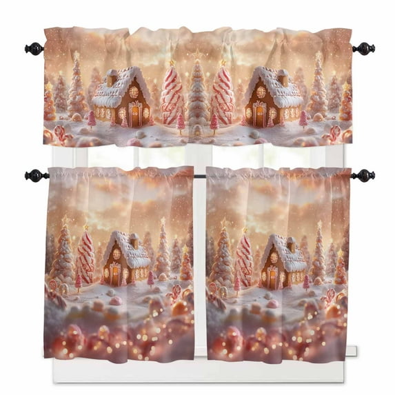Candy Gingerbread Cottage Kitchen Curtains Valances and Tiers Set of 3 ...