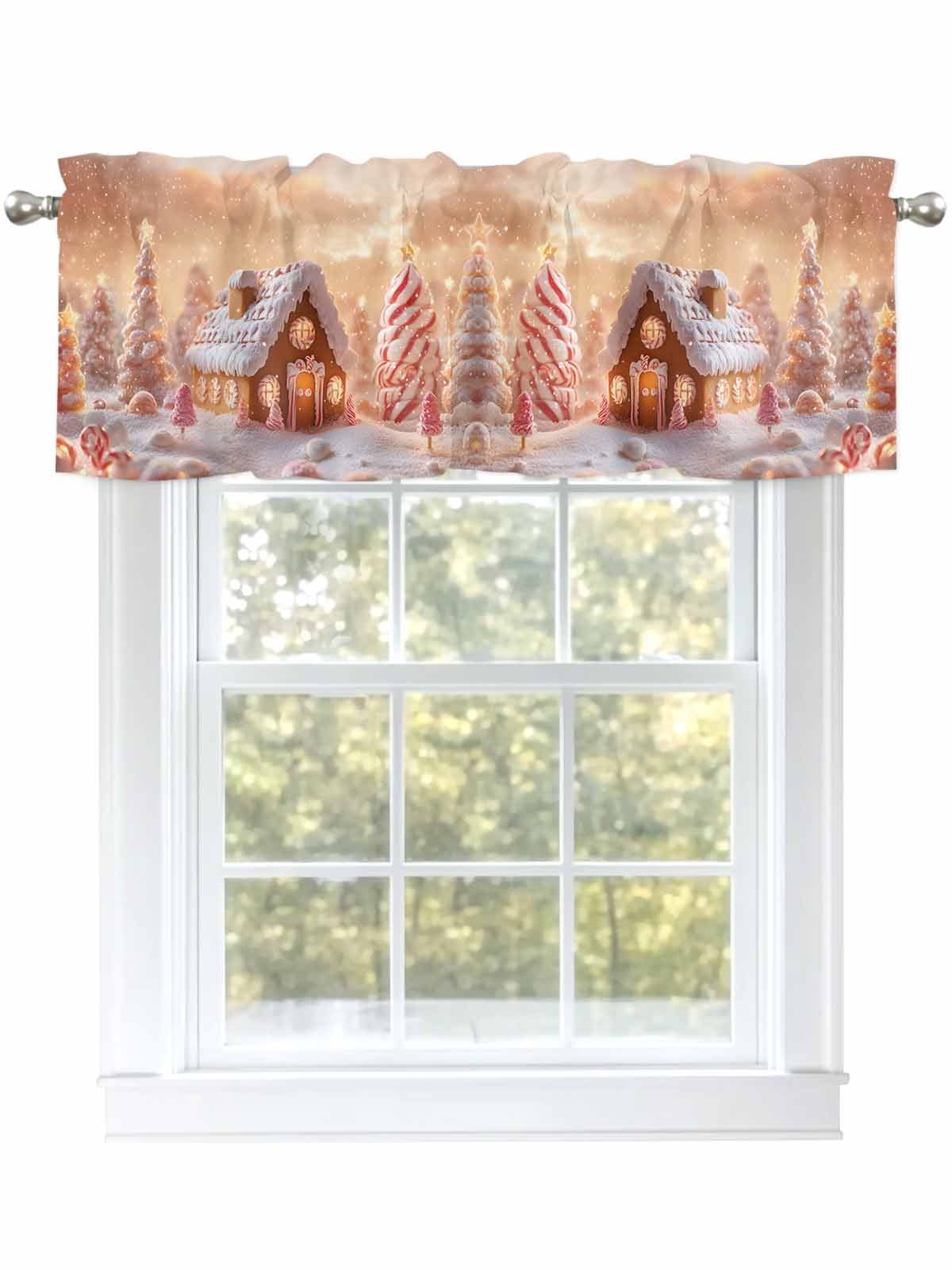 Candy Gingerbread Cottage Valances for Windows Christmas Xmas Tree ...