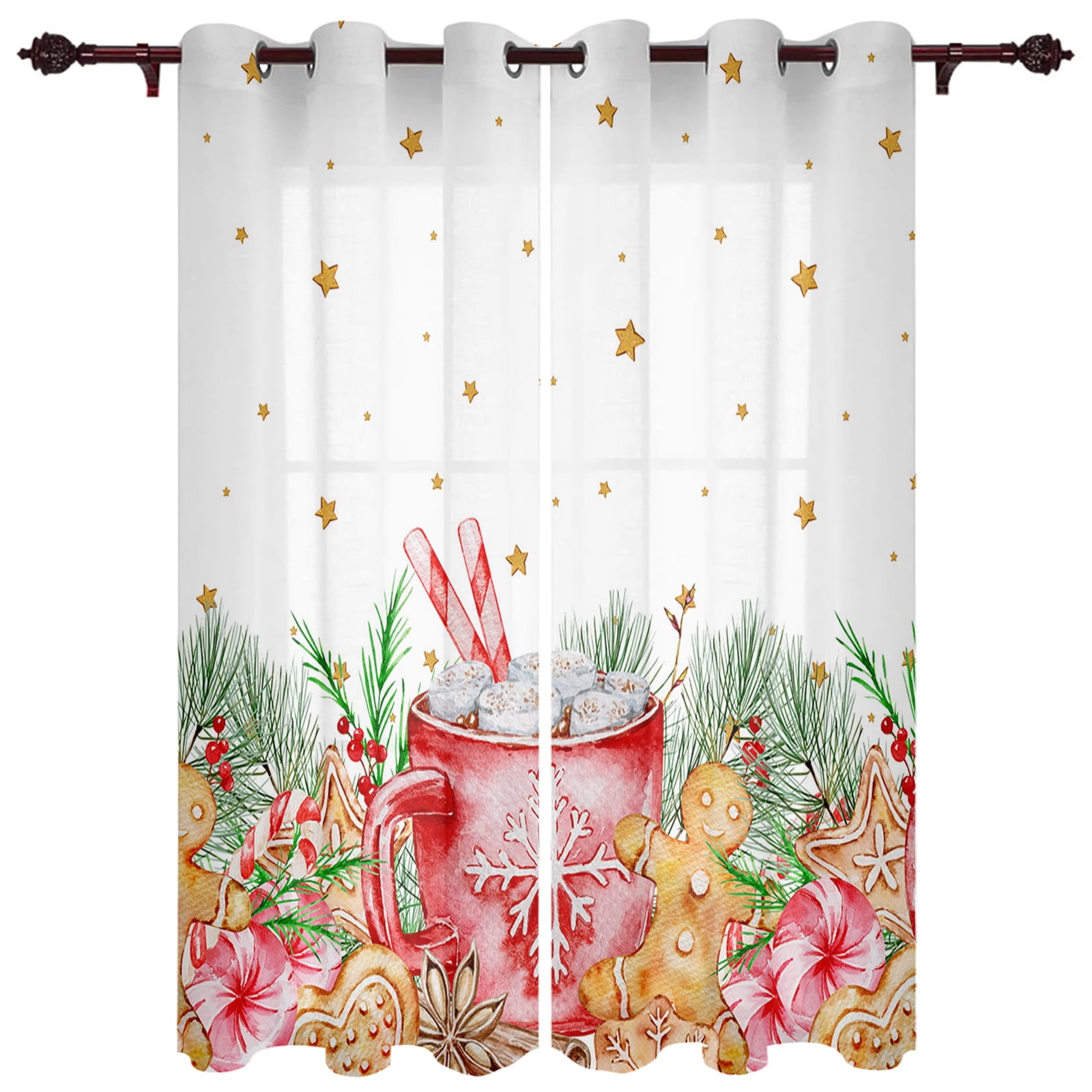 Candy Gingerbread Man Window Curtains for Living Room Luxury Bedroom ...