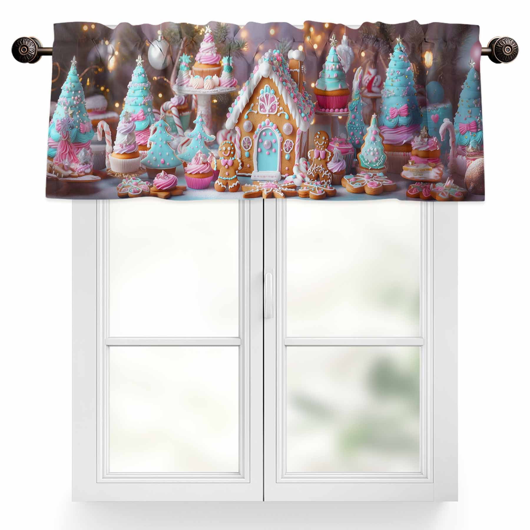 Candy Gingerbread Valances for Windows, 42 x 18in, Christmas Tree Light ...