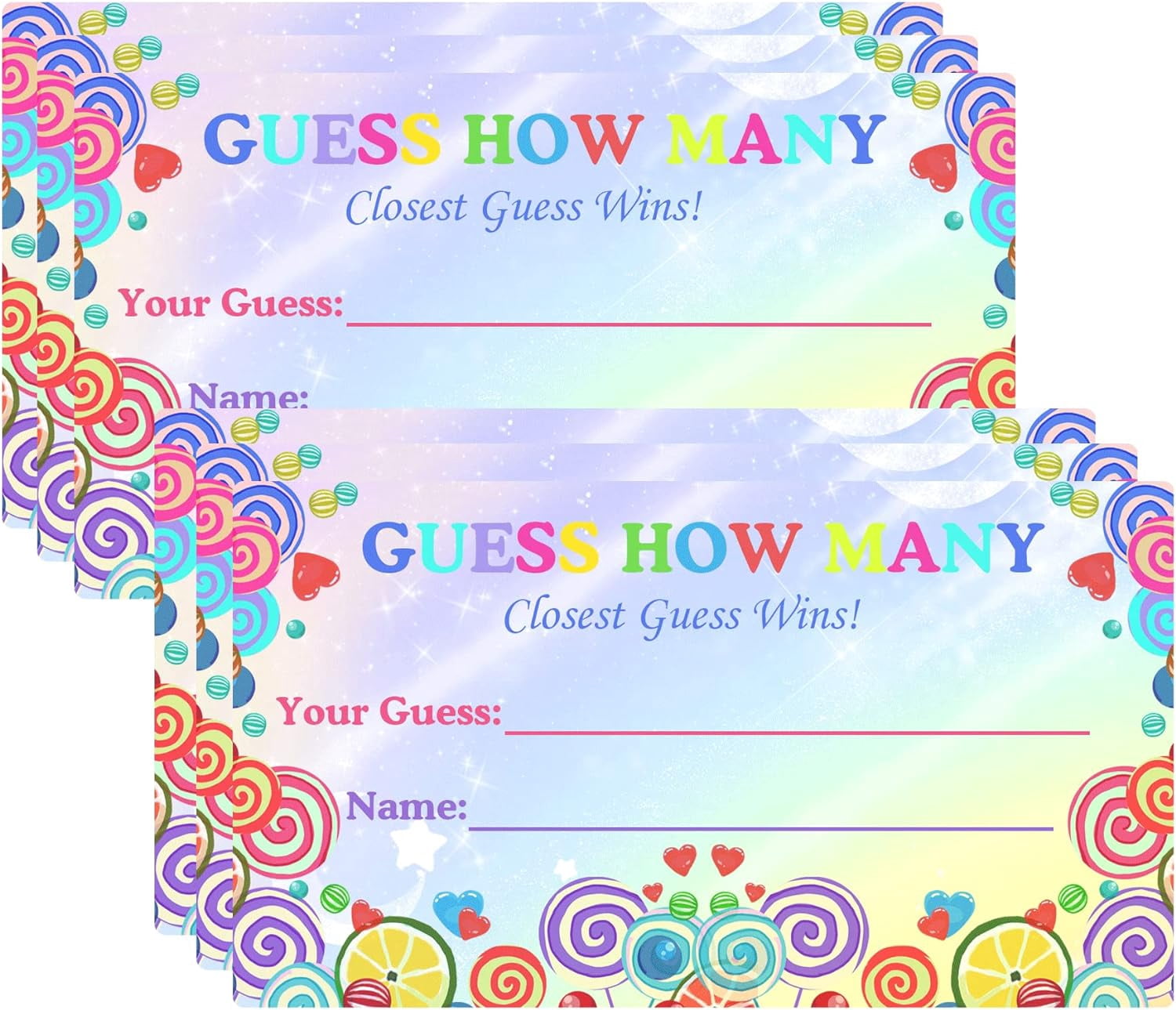 FENGHEMINGA Candy Guessing Game Cards 2x3.5 inch, 100 Pcs for Parties ...