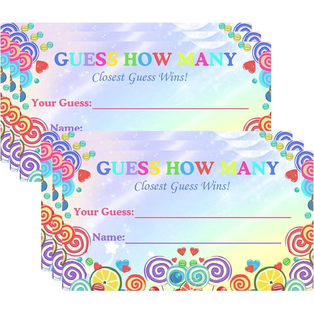 Candy Guessing Game Cards 2x3.5inch Guess How Many Kisses Game Tags for ...