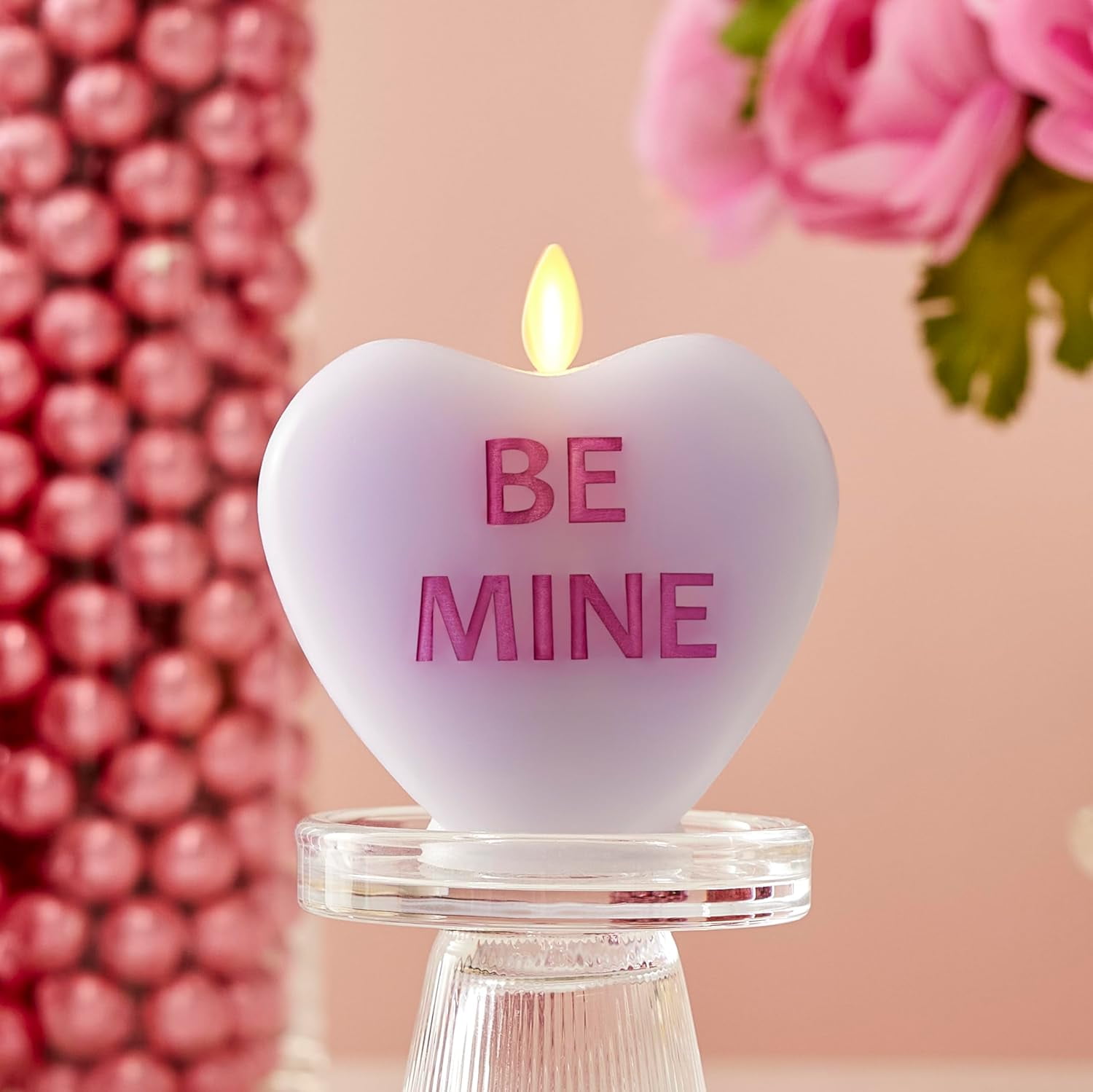 Candy Heart Be Mine Gentle Lavender Candle - Flameless Real-Flame ...
