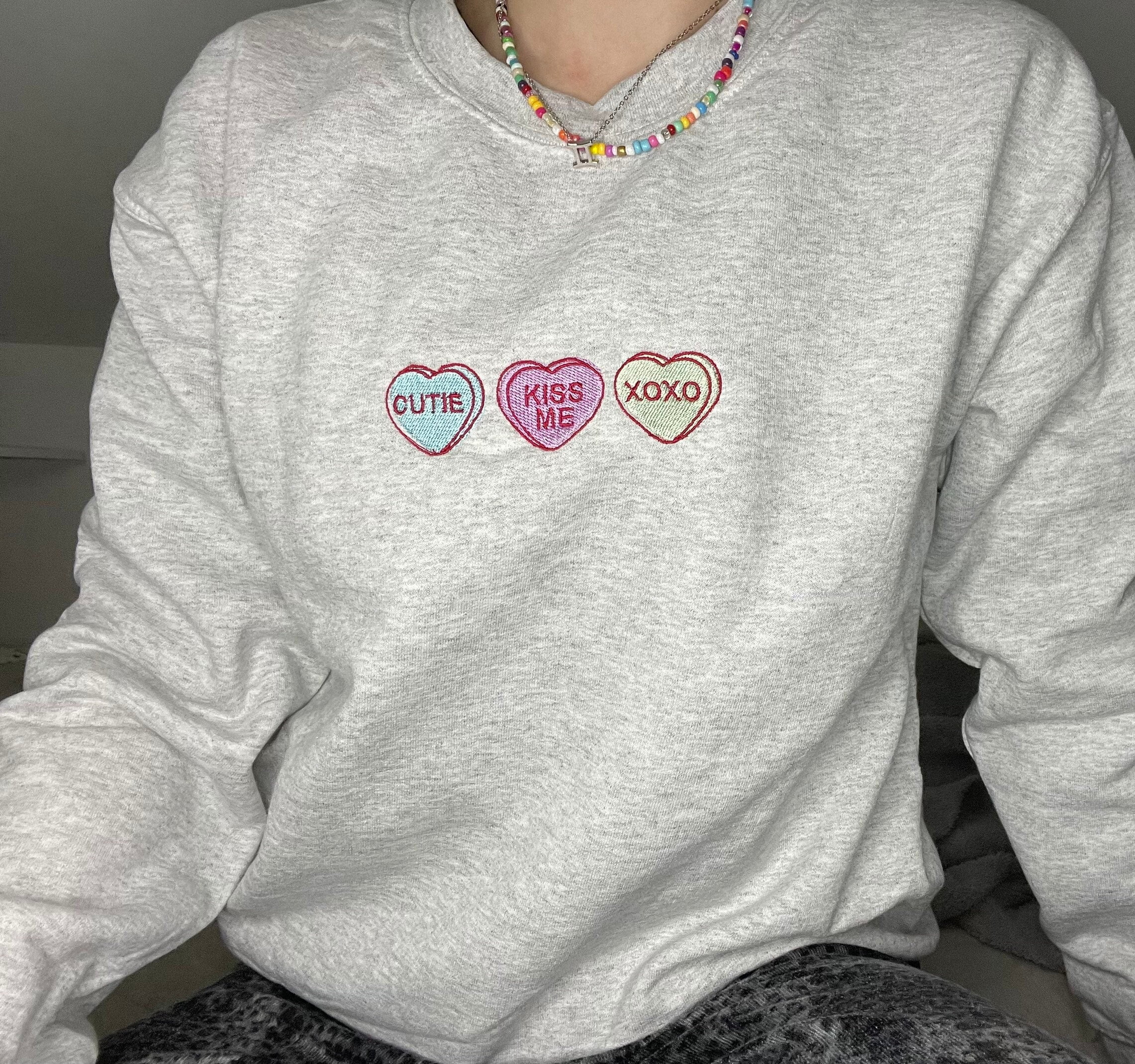 Candy Heart Embroidered Crewneck, Valentines Gift, Gift for Her, Love ...