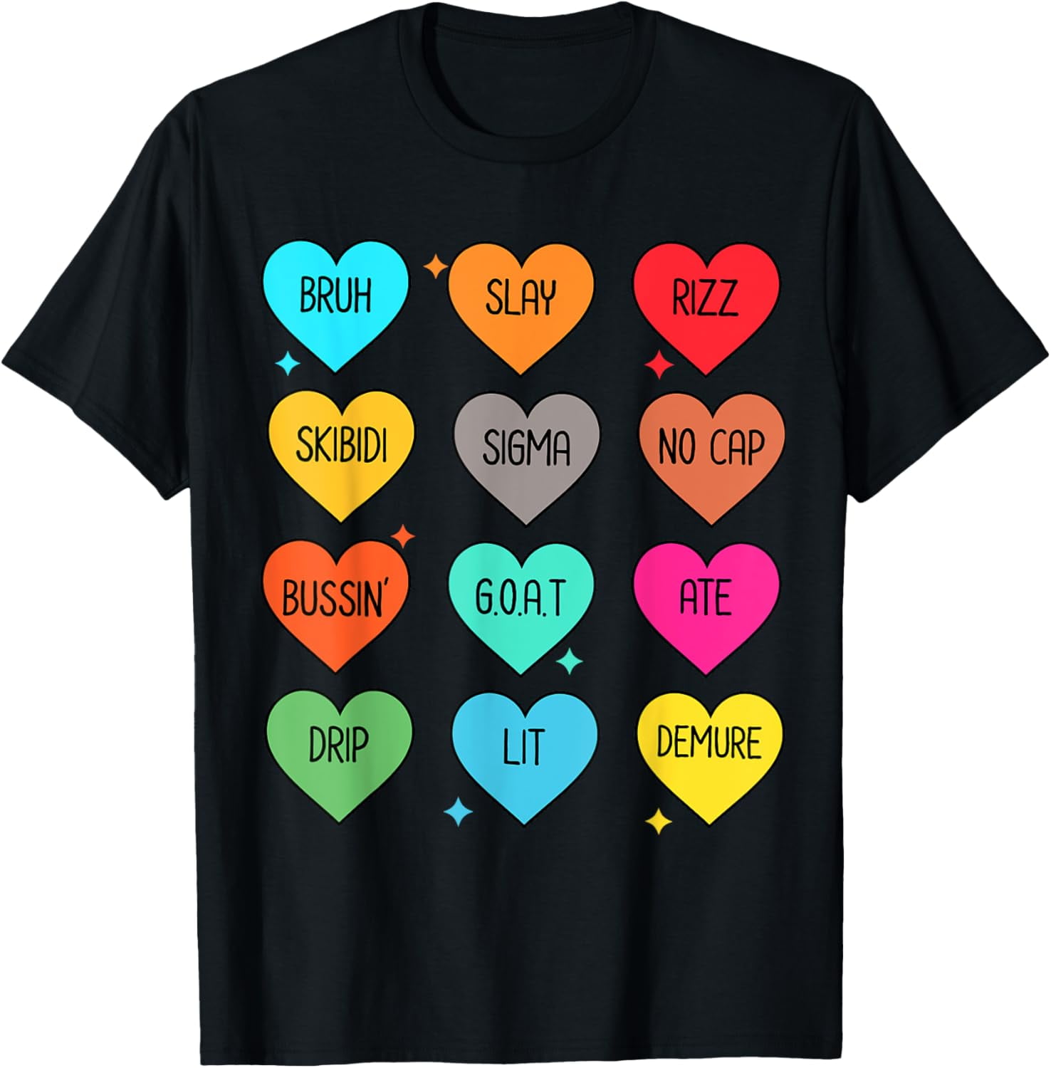 Candy Heart Slang Words Valentines Day for School,Gen Alpha T-Shirt ...