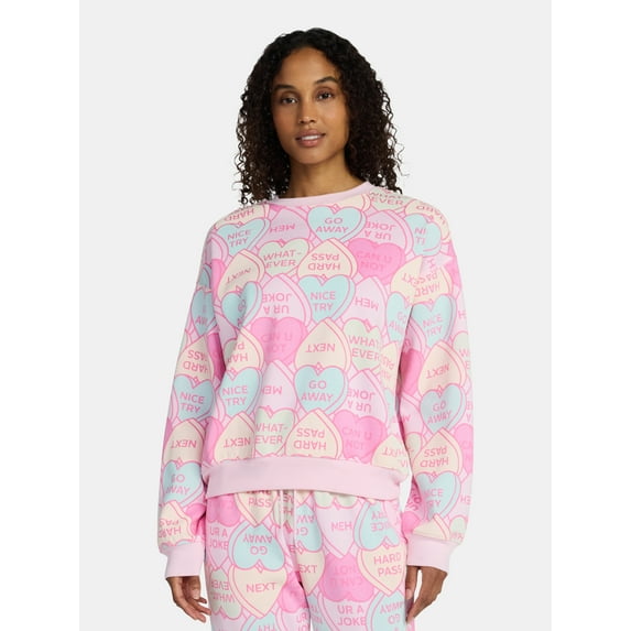 Candy Hearts Women's and Women's Plus Graphic Sweatshirt with Long ...