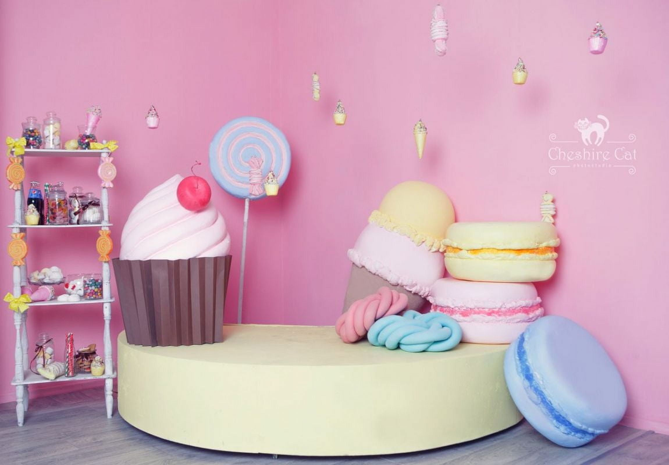 Candy Ice Cream Baby Shower Cake Custom Birthday Backdrop Sweet Donut ...