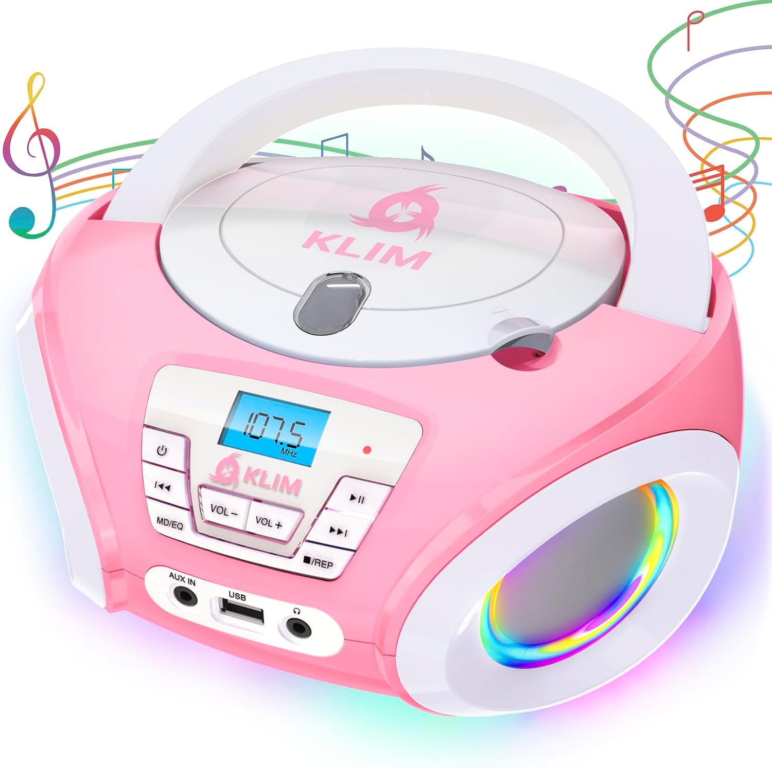 Candy Kids Portable CD Player – New Version Boombox with FM Radio ...