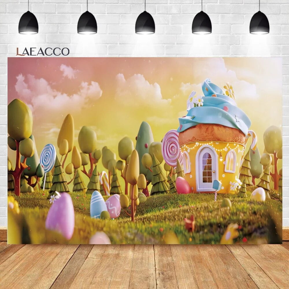 Candy Land Photography Backdrops Cartoon Ice Cream Cake House Baby ...