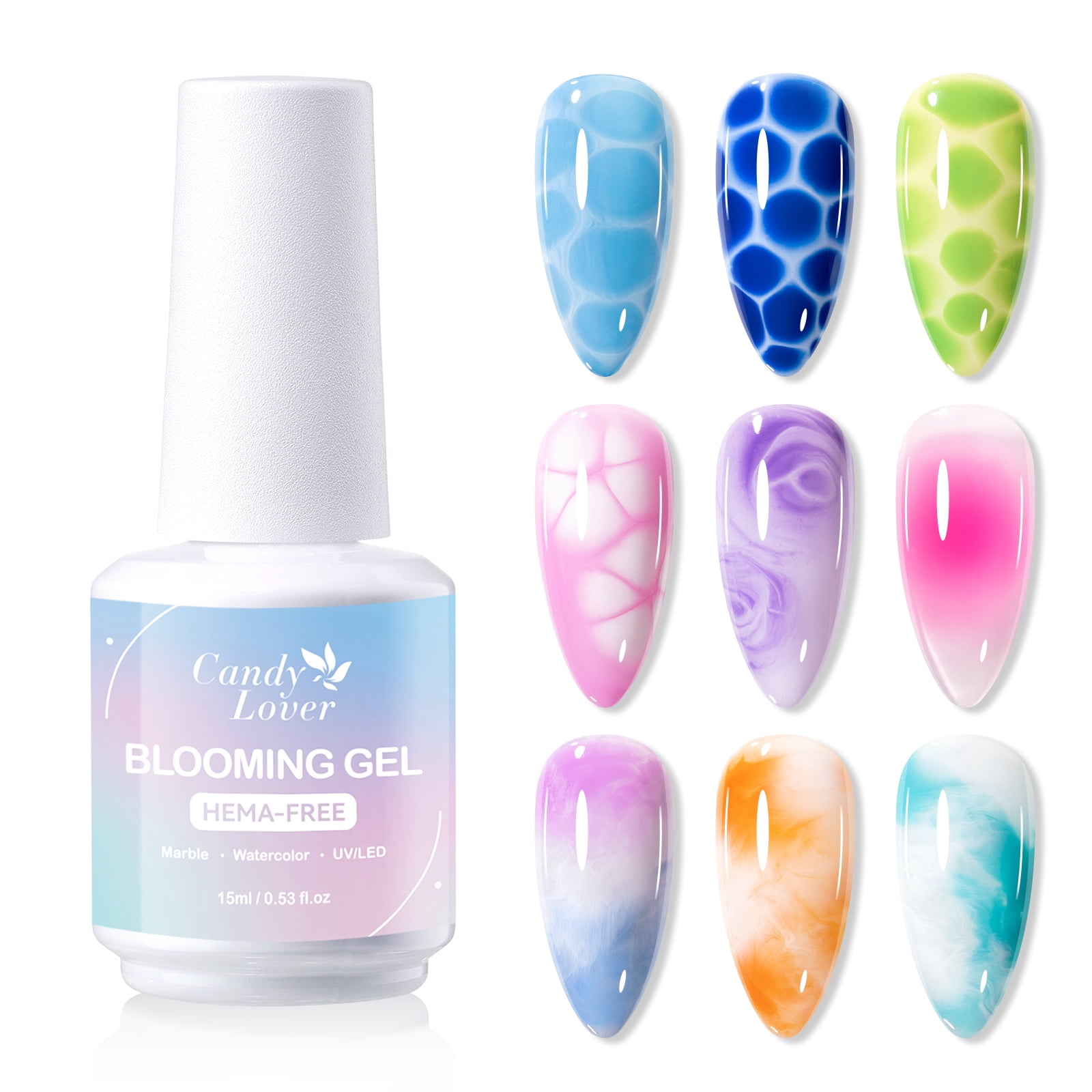 Candy Lover Blooming Gel, 15ml Clear UV/LED Blossom Nails Gel Polish ...