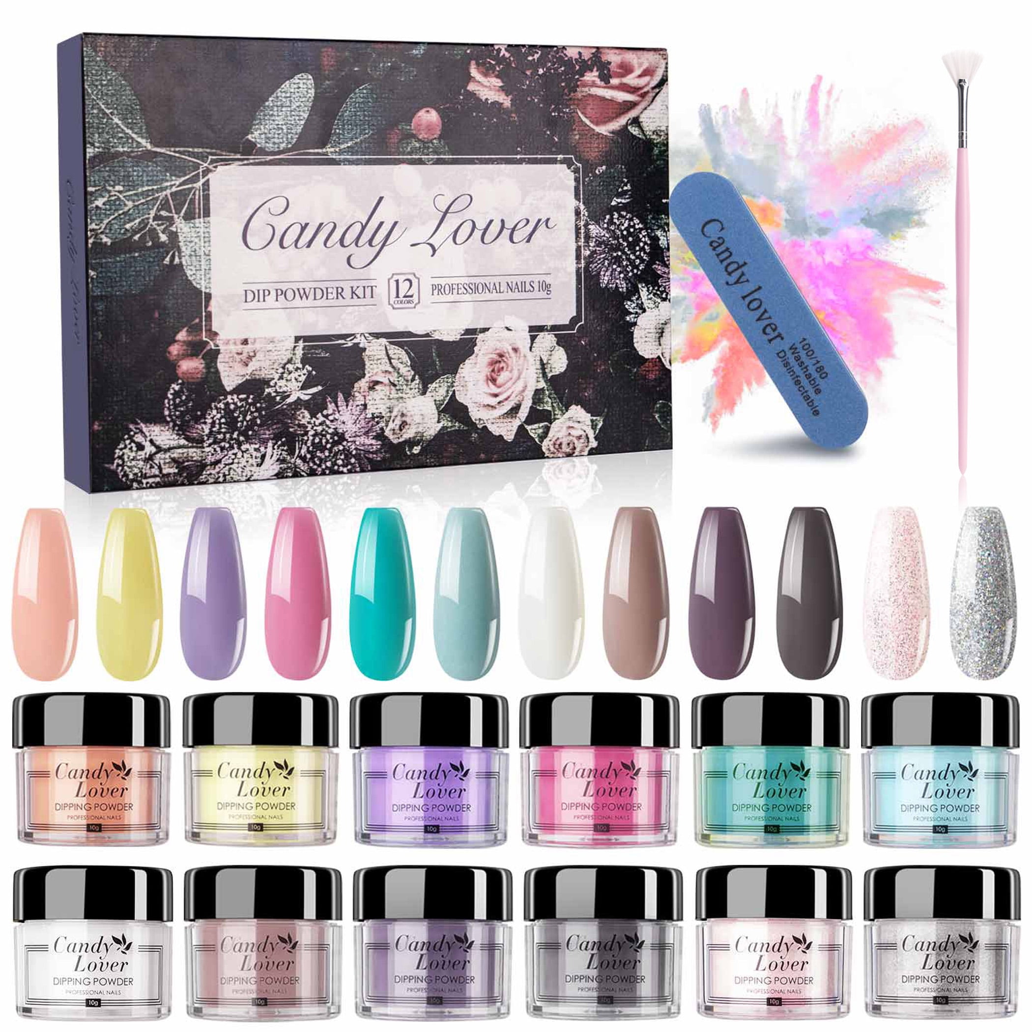 Candy Lover 12 Colors Dip Powder Nail Kit, Long-Lasting Gradient ...
