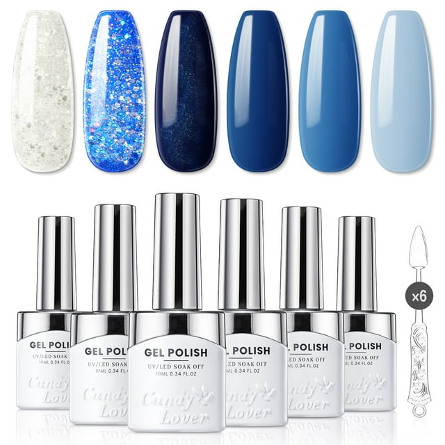 Candy Lover Gel Nail Polish, Blue Colors Gel Nail Polish Set, Blue ...