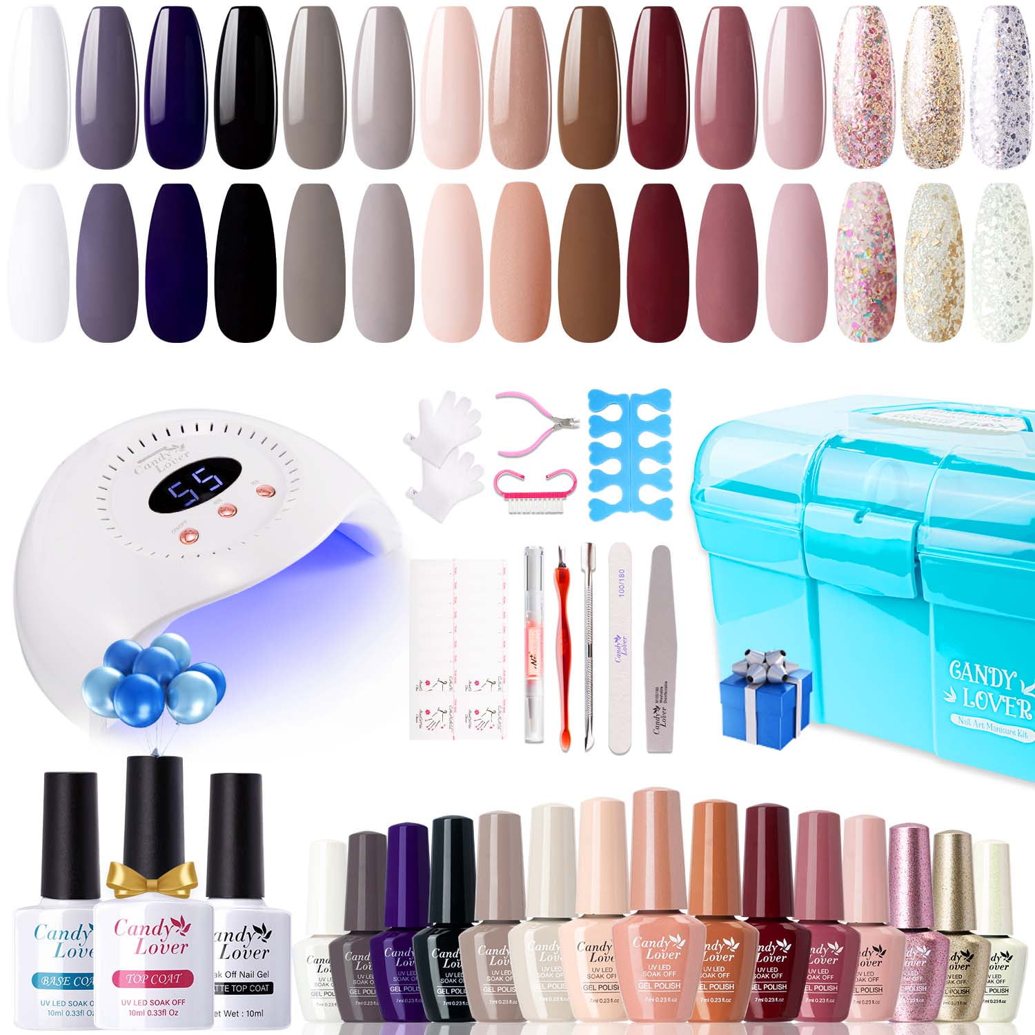Free Shipping! Candy Lover Gel Nail Polish Kit with LED UV Lamp 72W ...