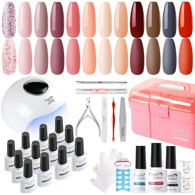Candy Lover Gel Nail Polish Kit with LED UV Lamp, Natural Quick Dry ...
