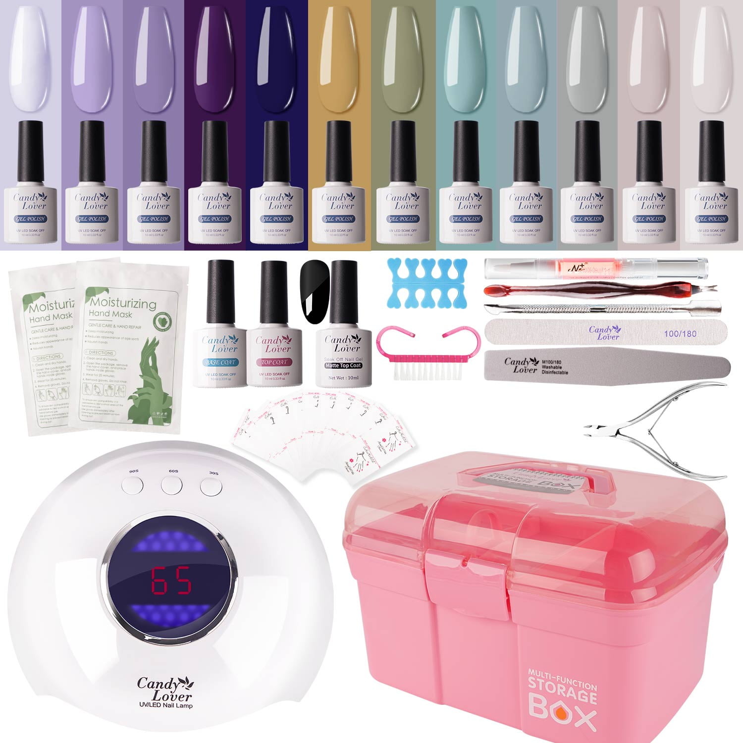 Candy Lover Gel Nail Polish Kit with UV LED Lamp, Natural Quick Dry ...