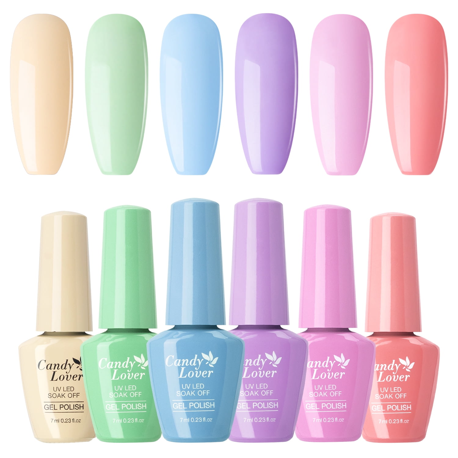 Candy Lover UV LED Gel Nail Art Polish Set, Fun Macaroon Colors, Soak ...