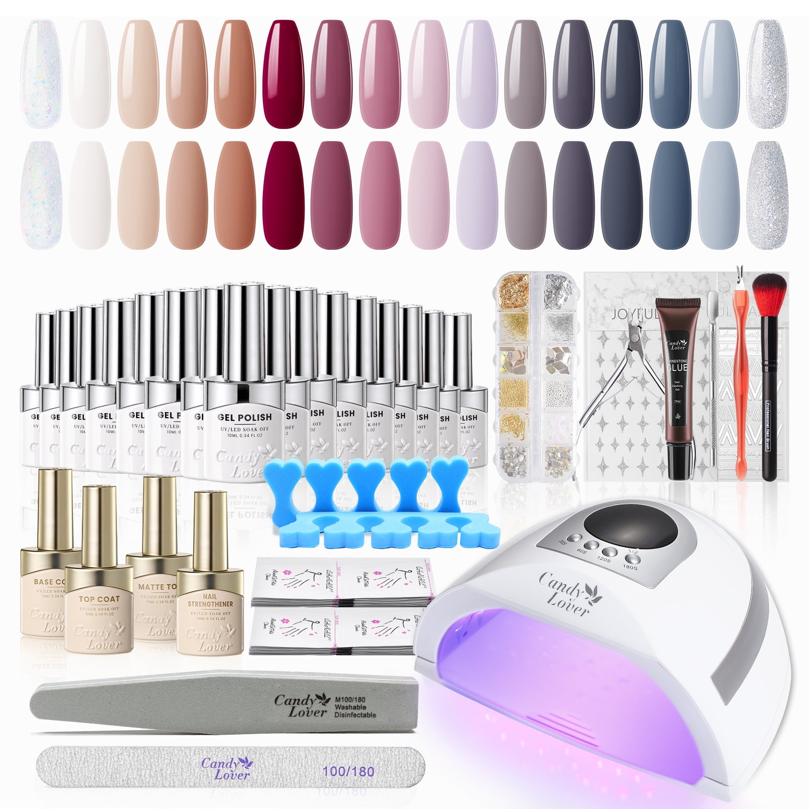 Candy Lover 16-Color Autumn Winter Gel Nail Polish Kit and 132W UV Nail Lamp - Walmart.com