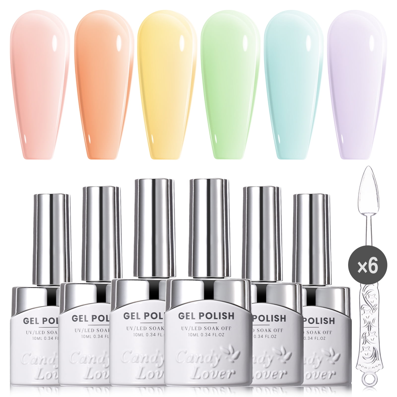 Candy Lover Jelly Nail Polish Kit, 6 Translucent Jelly Sheer Macaron ...