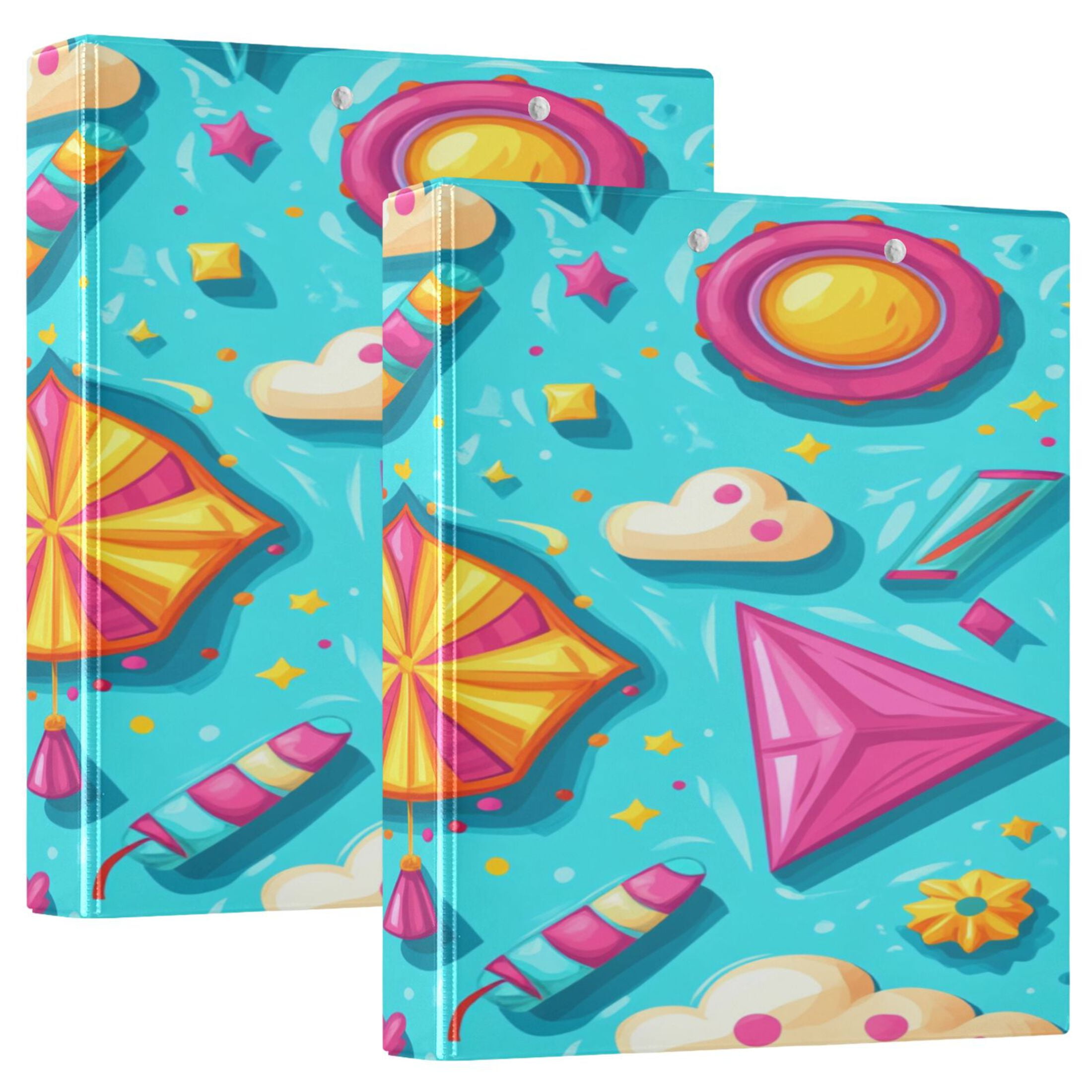 Candy Pattern Design 12.4x10.6in PVC Round Ring Binder, D-Ring 3-Hole ...