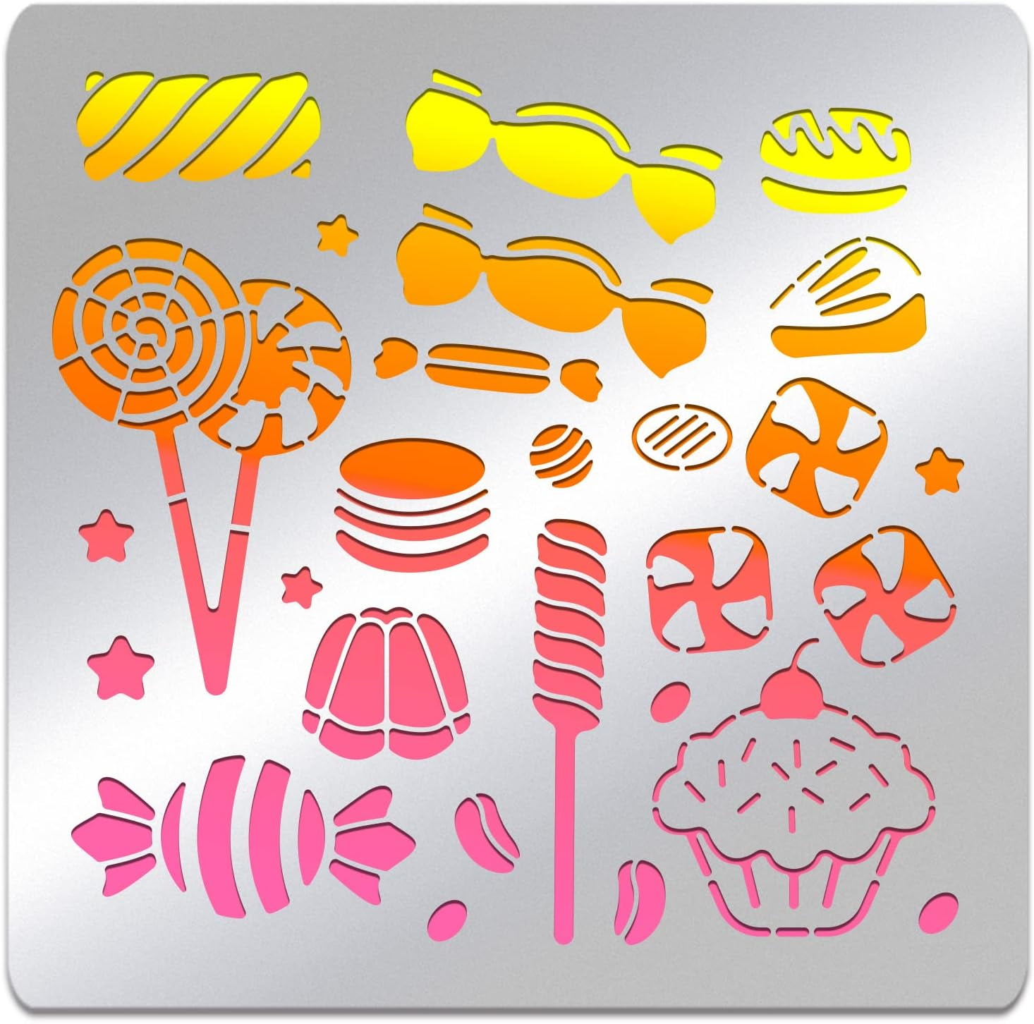 Candy Pattern Metal Stencil Square Stainless Steel Candy Lollipops ...
