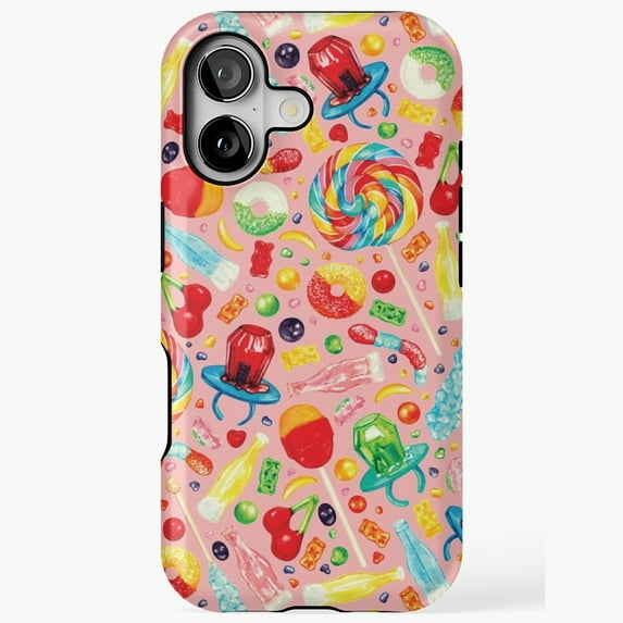 Candy Pattern Pink Sweet Cartoon Artwork Tough Case for iPhone 17 16 15 14 13 12 11 Pro Max ...