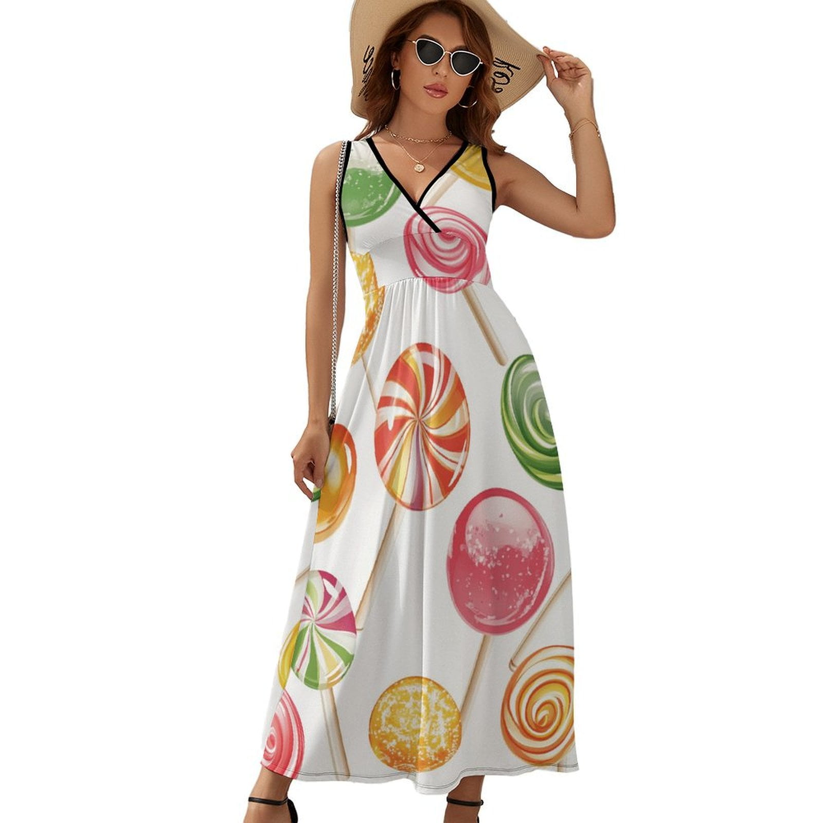 Candy Pattern Rainbow Lollipop Dress Fashion Boho Beach Long Dresses ...