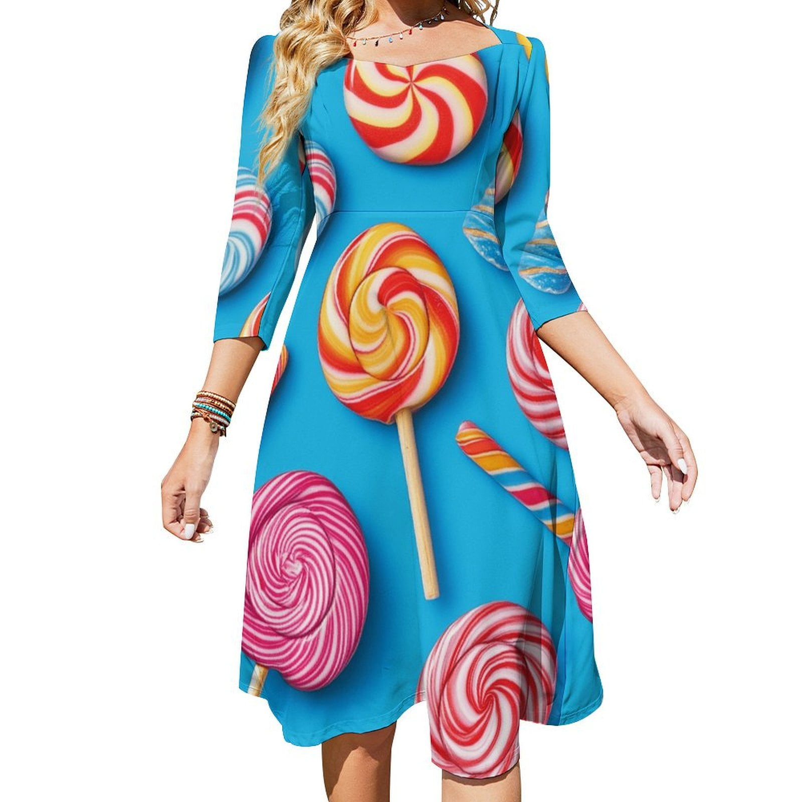 Candy Pattern Rainbow Lollipop Dress Summer Dresses Woman Street Style ...