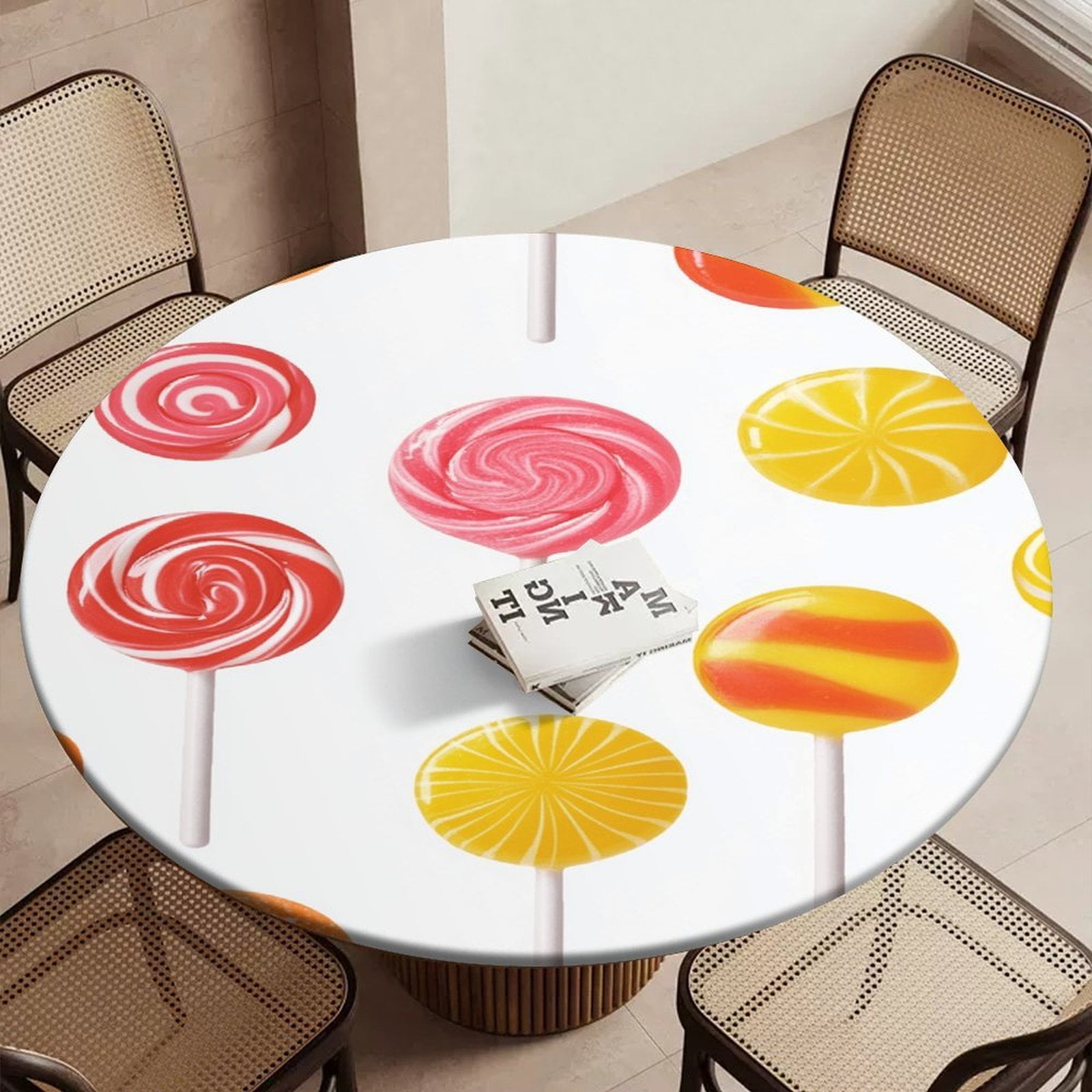 Candy Pattern Rainbow Lollipop Round Table Cover Kitchen Printed ...