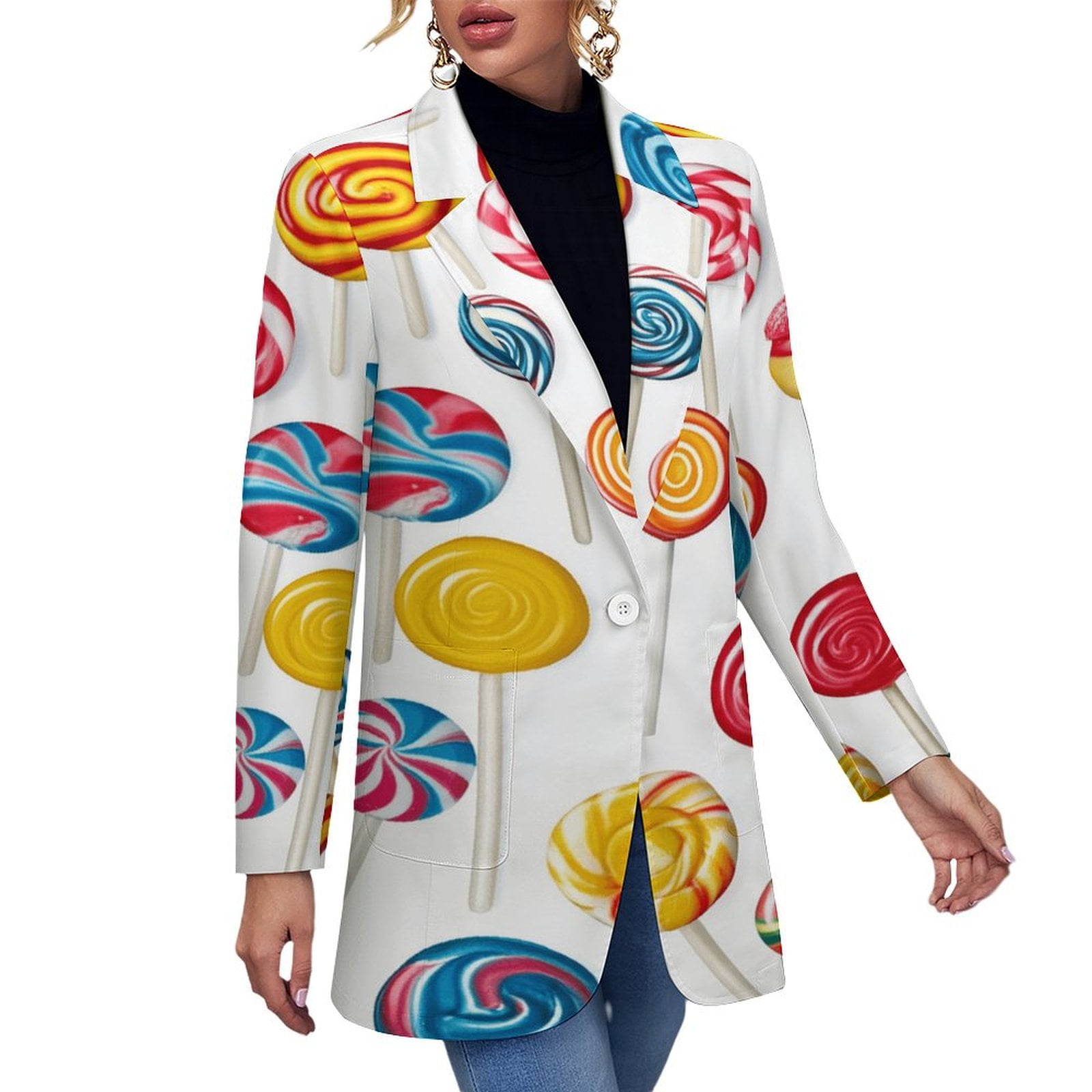 Candy Pattern Rainbow Lollipop Woman Casual Loose Suits Summer Jacket ...