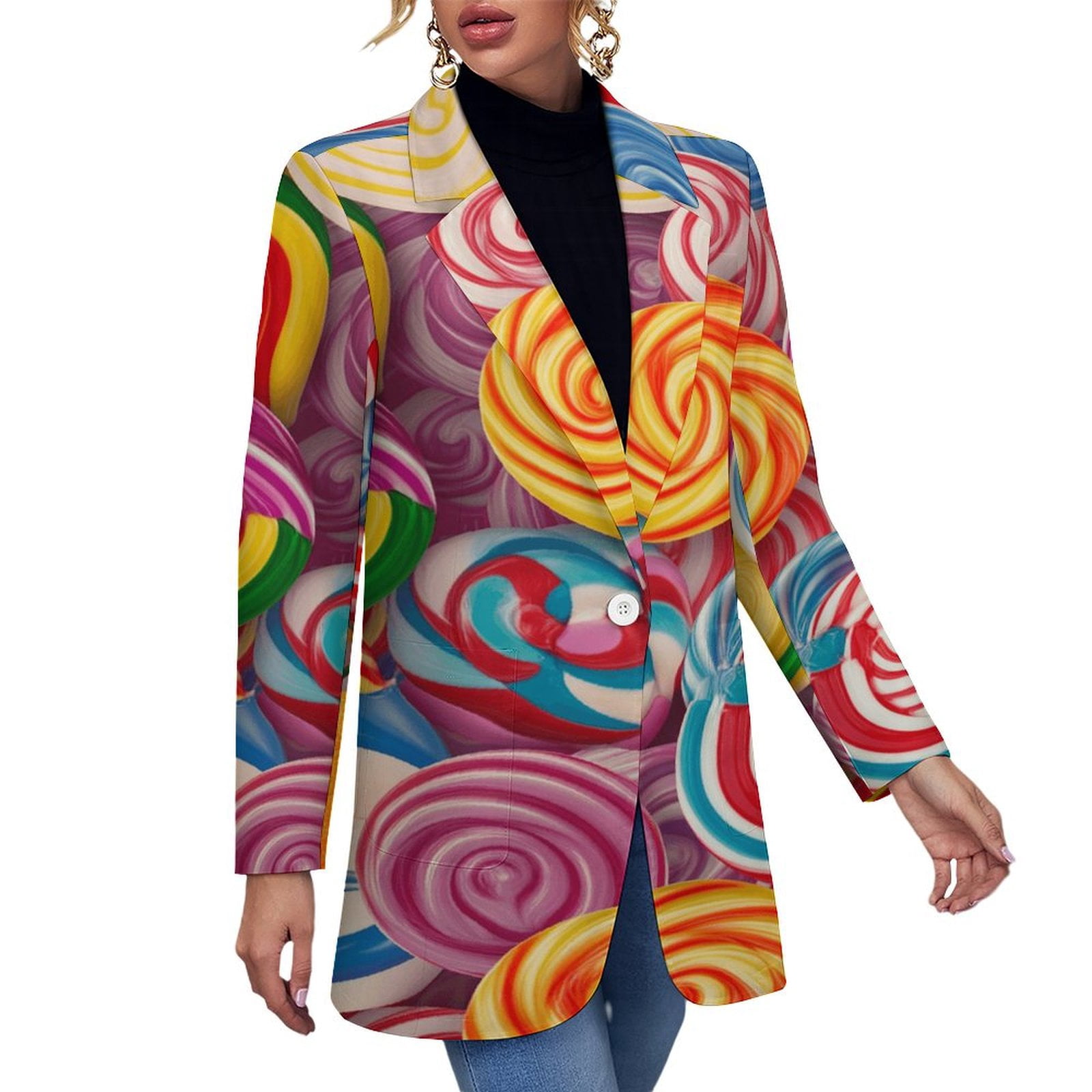 Candy Pattern Rainbow Lollipop Woman Casual Loose Suits Summer Jacket ...