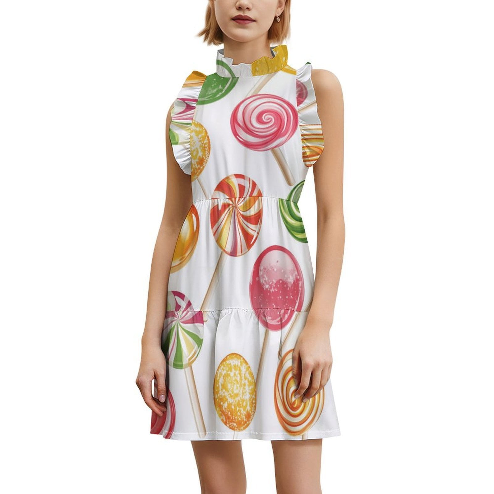 Candy Pattern Rainbow Lollipop Women's Fashion Casual Dress Summer ...