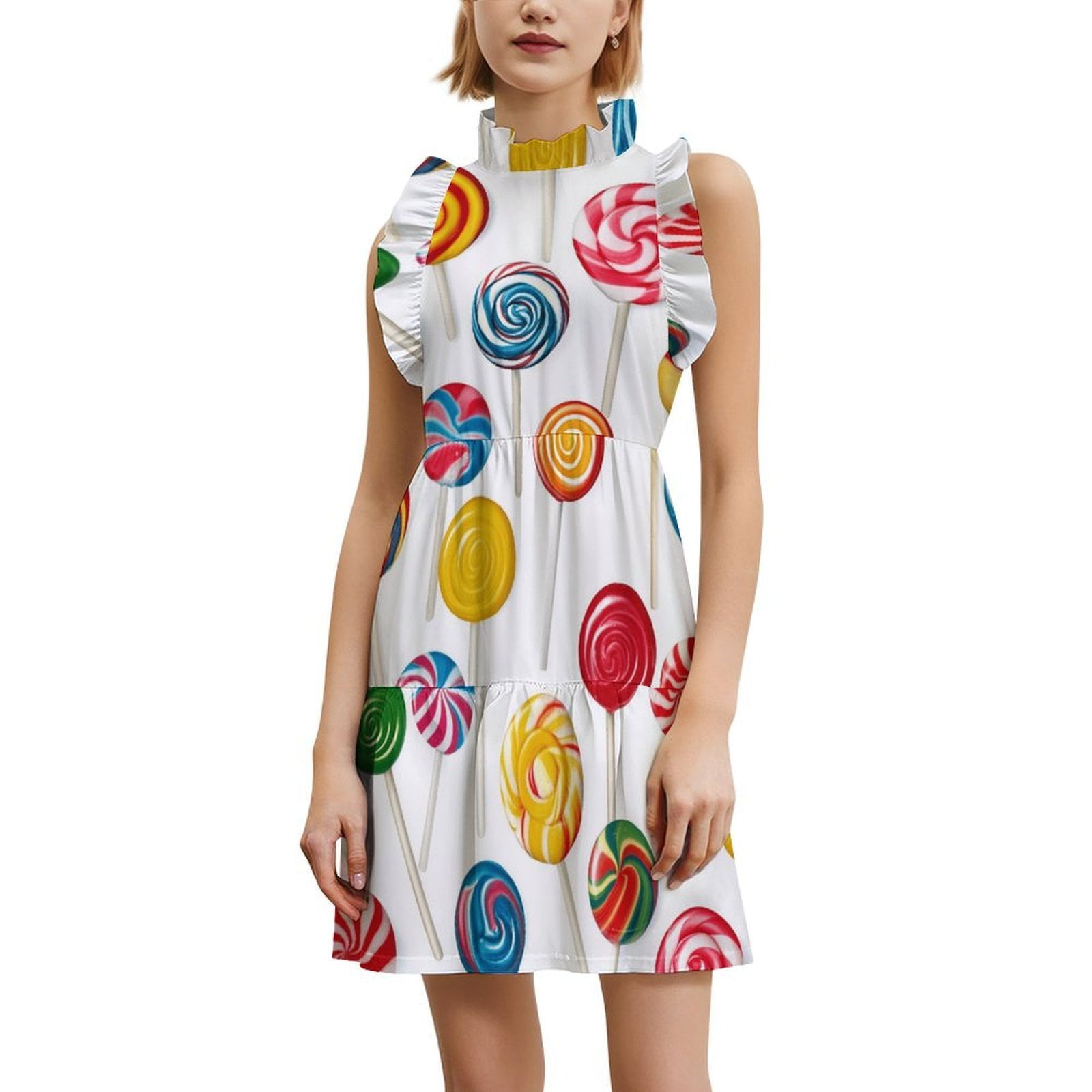 Candy Pattern Rainbow Lollipop Women's Fashion Casual Dress Summer ...