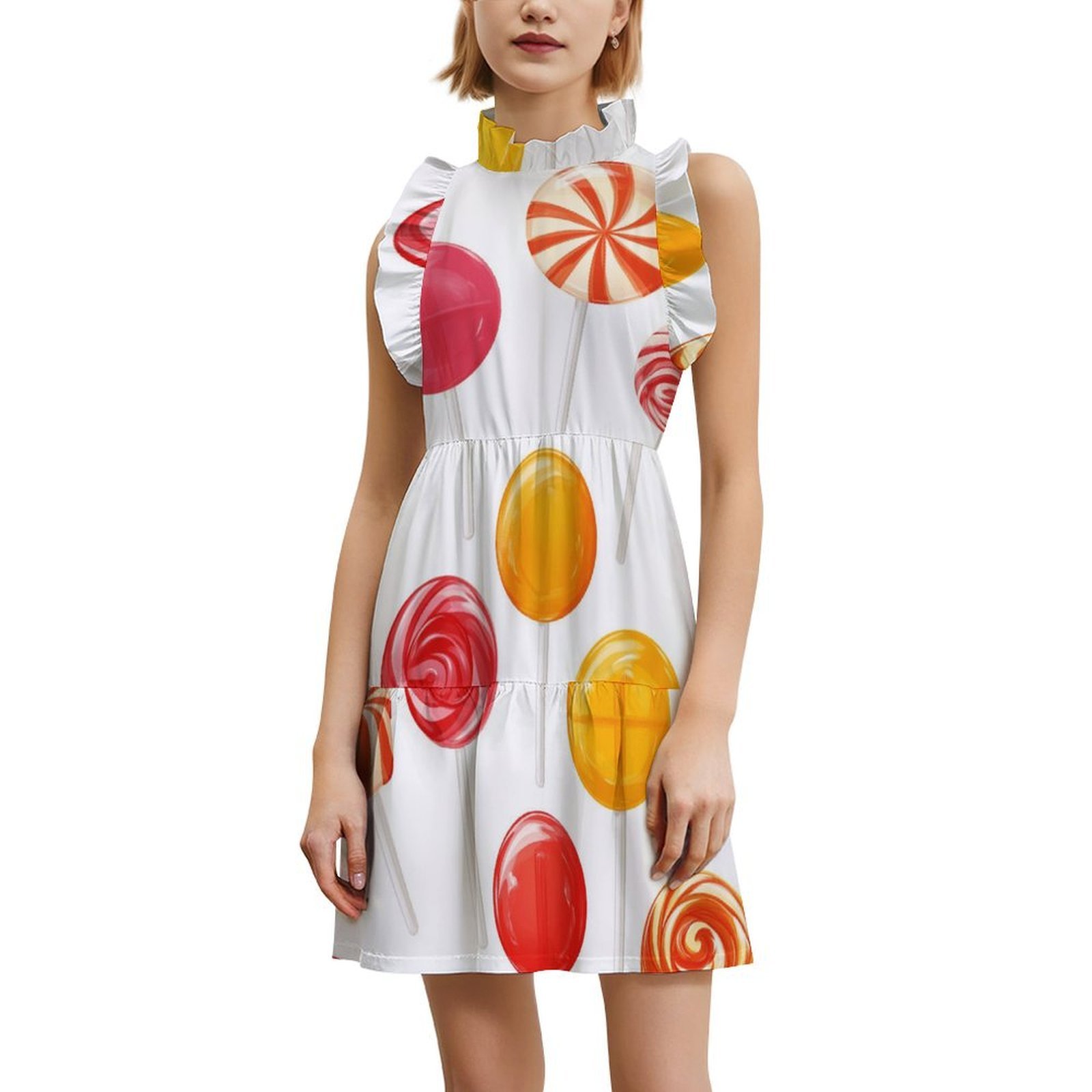 Candy Pattern Rainbow Lollipop Women's Fashion Casual Dress Summer ...
