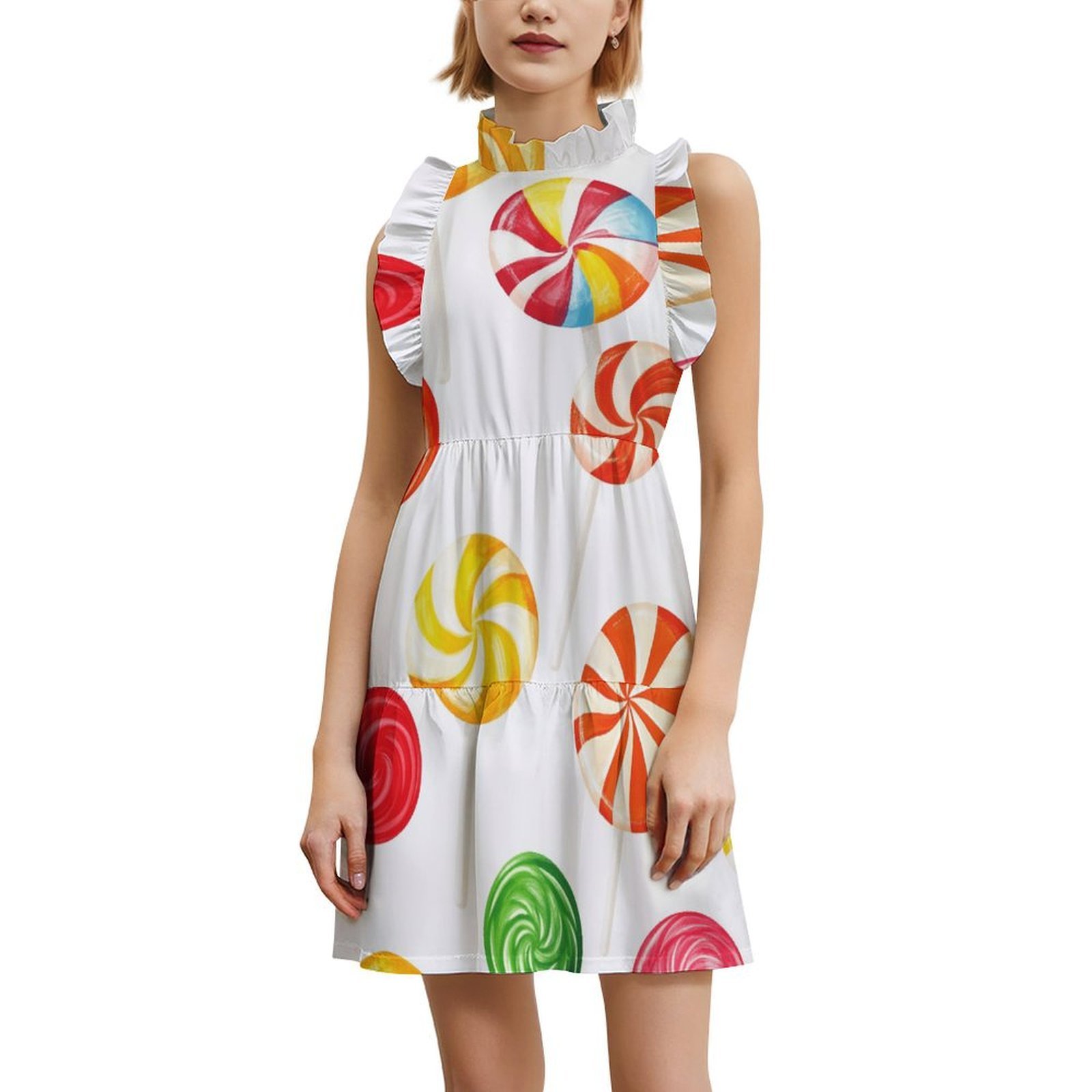 Candy Pattern Rainbow Lollipop Women's Fashion Casual Dress Summer ...