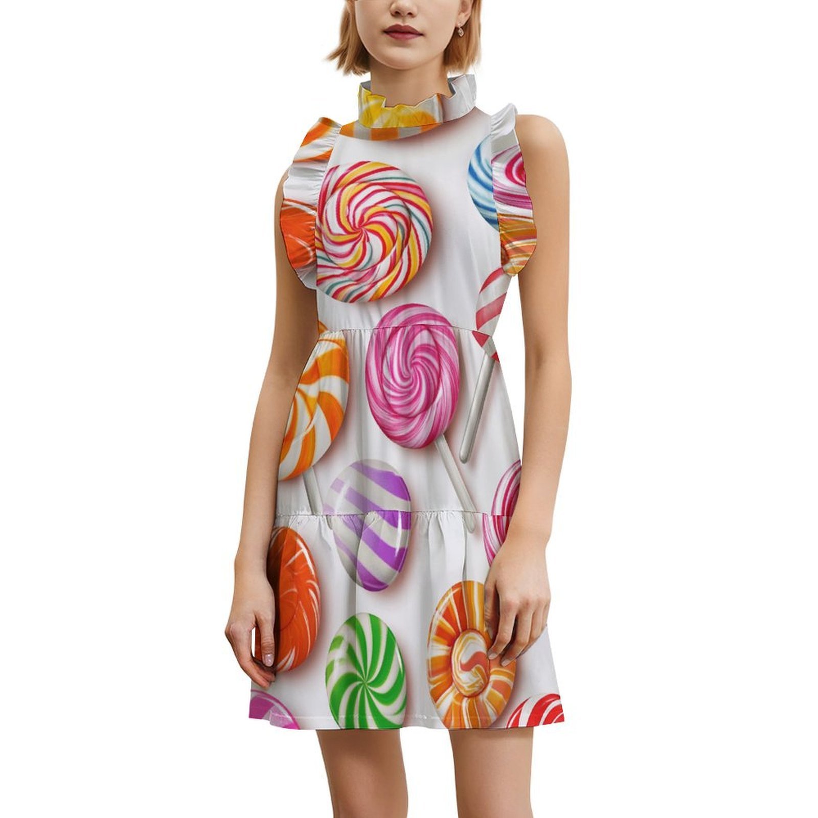 Candy Pattern Rainbow Lollipop Women's Fashion Casual Dress Summer ...