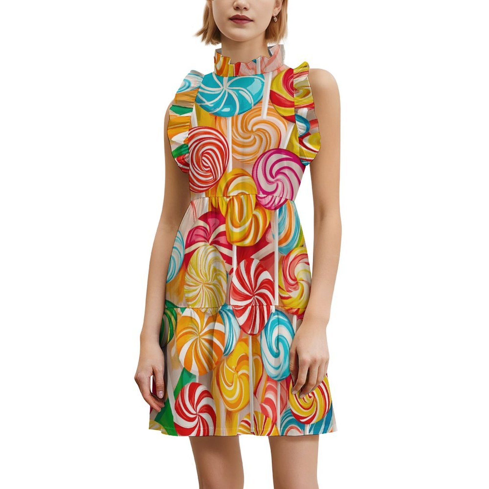 Candy Pattern Rainbow Lollipop Women's Fashion Casual Dress Summer ...