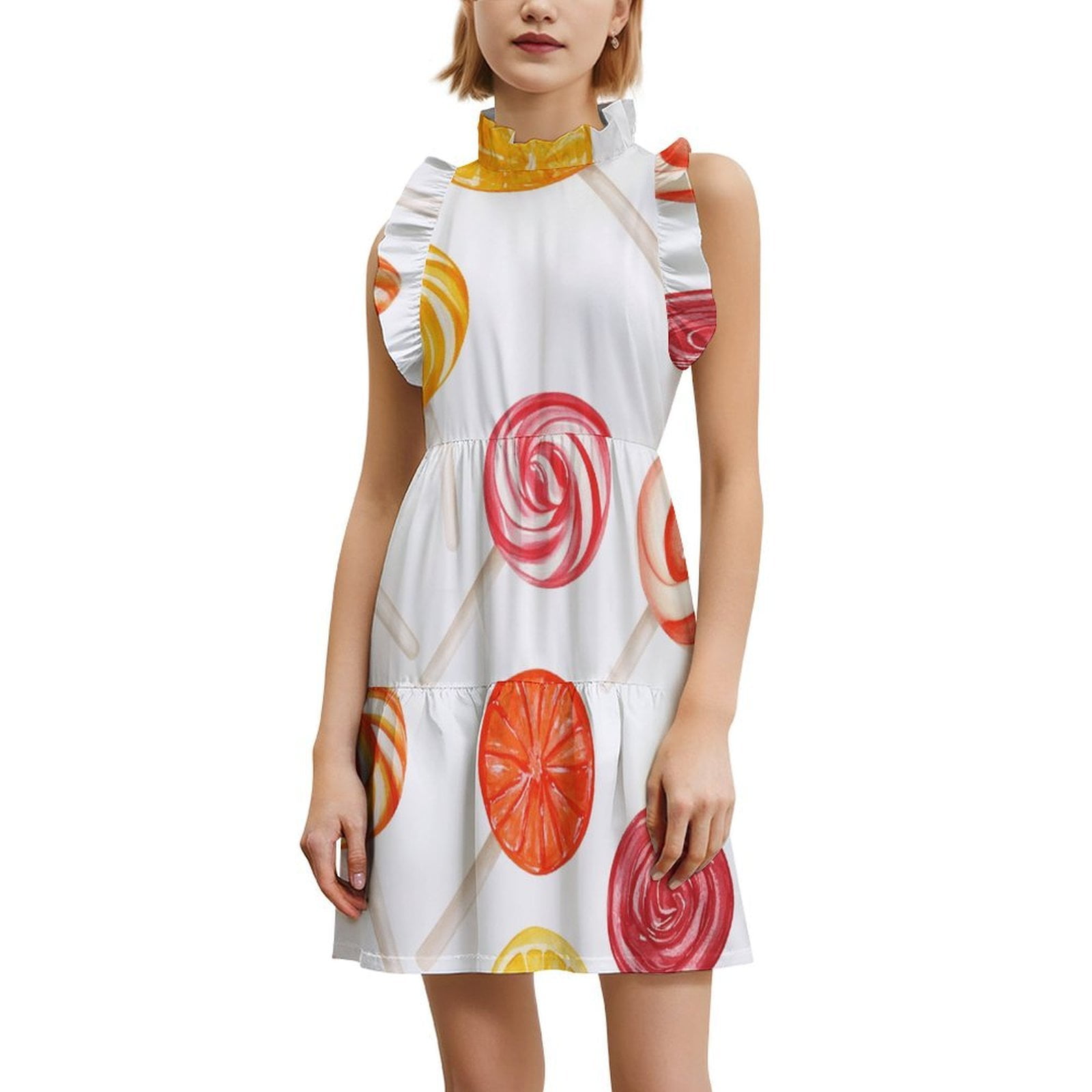 Candy Pattern Rainbow Lollipop Women's Fashion Casual Dress Summer ...