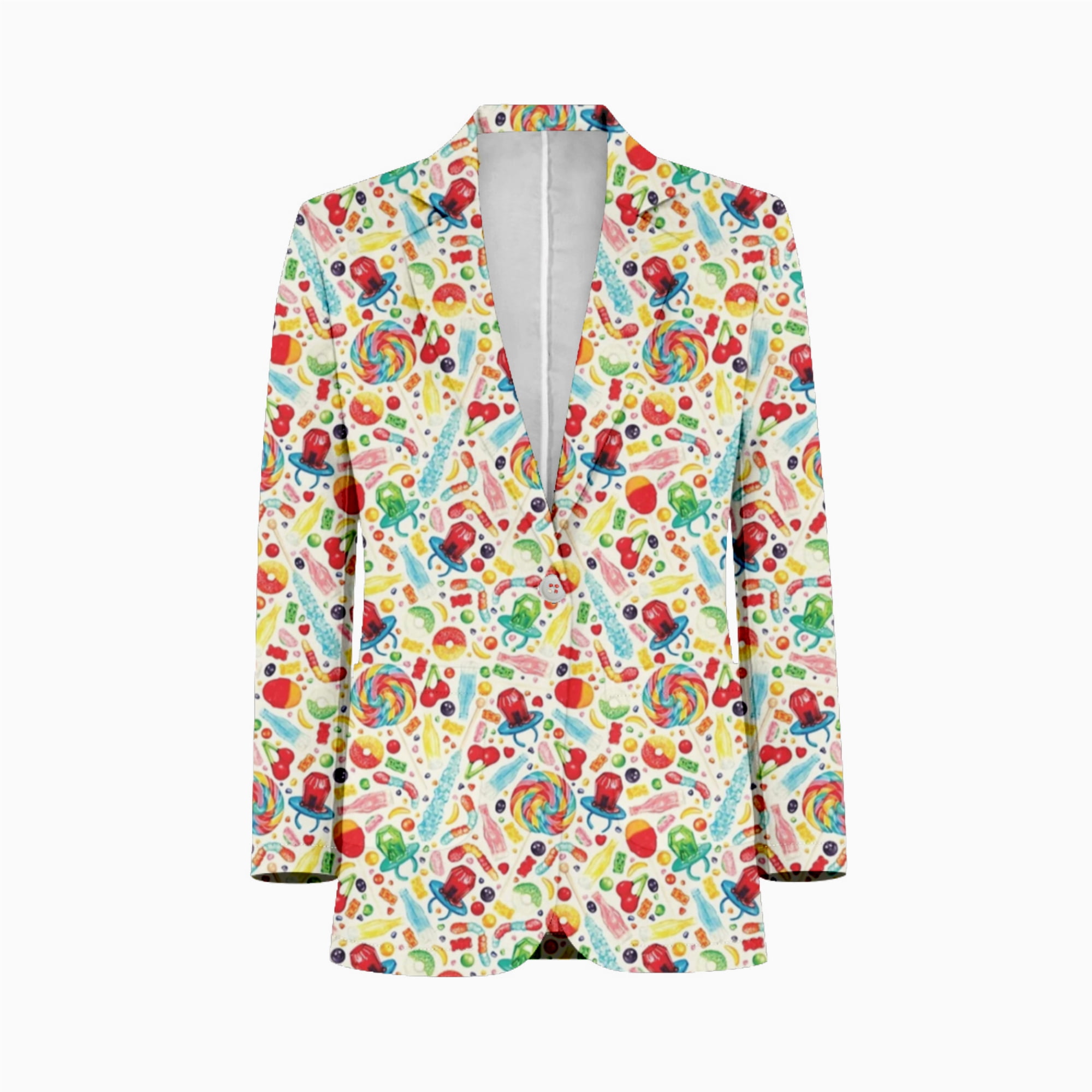 Candy Pattern - White Men's Suit Blazer Casual Party Wear Slim Fit Suit ...