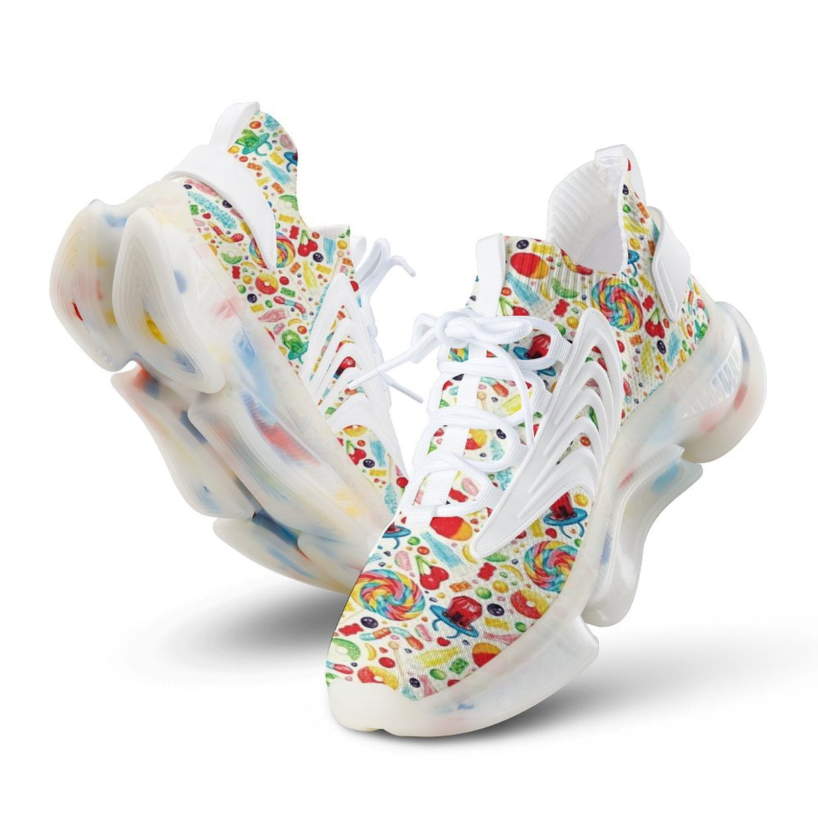 Candy Pattern - White Walking Shoes for Men Woman Lightweight Tennis ...