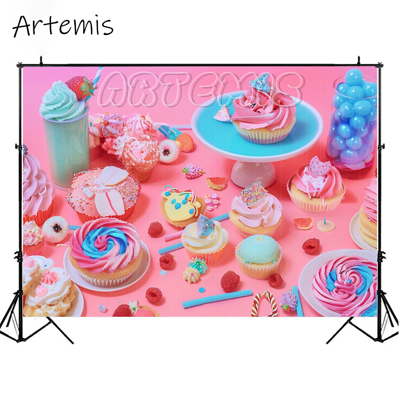 Candy Photography Backdrop Colorful Desserts Pink Azure Candy Lollipops ...