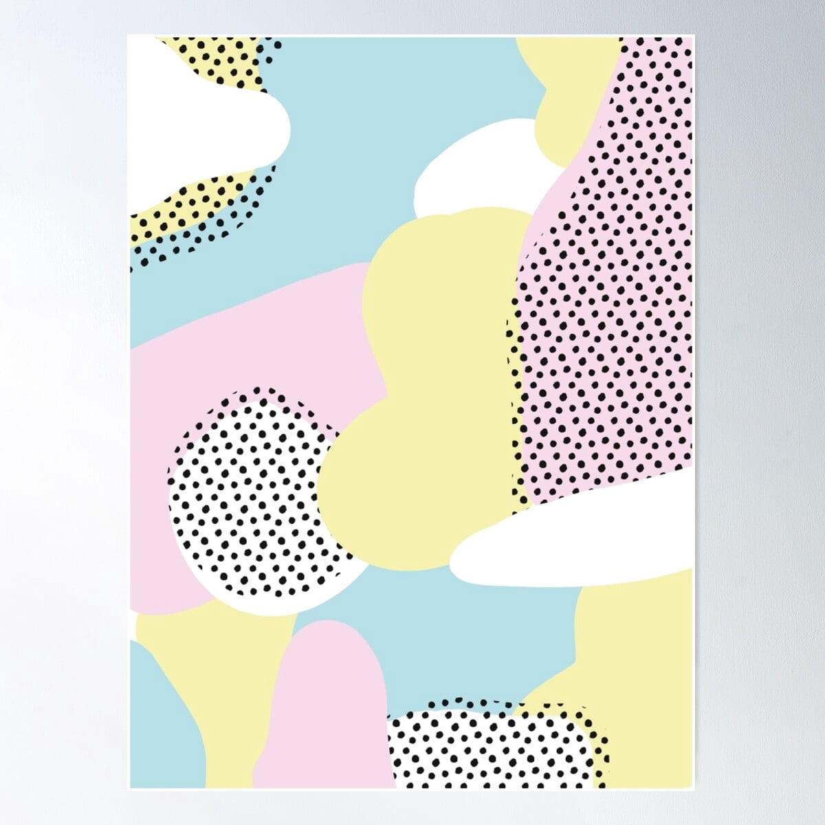 Candy Pink Blue Blobs & Dots Pattern Poster Wall Art, Modern Wall Decor ...
