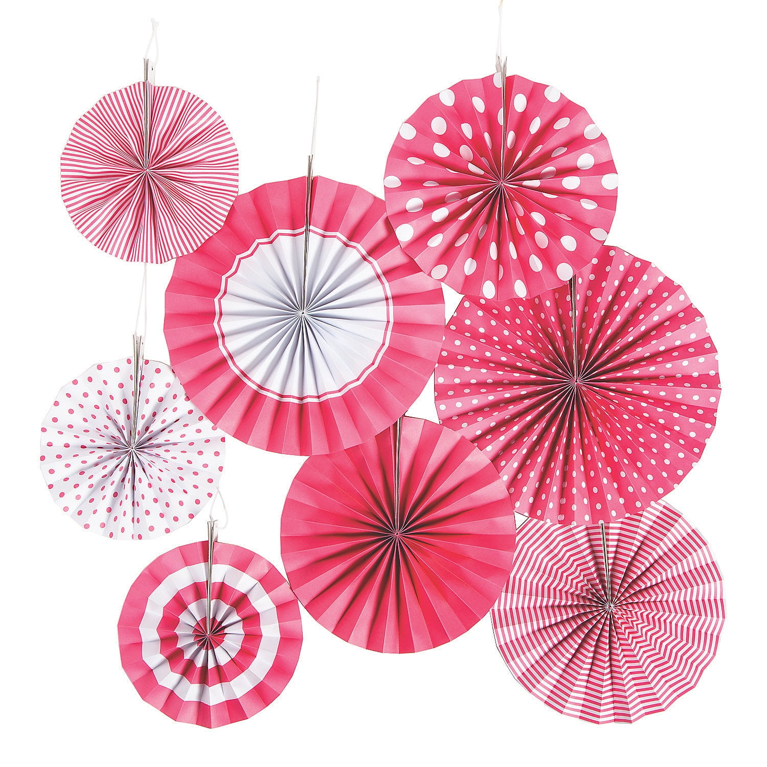 Candy Pink Paper Fan Assortment - Party Decor - 8 Pieces - Walmart.com