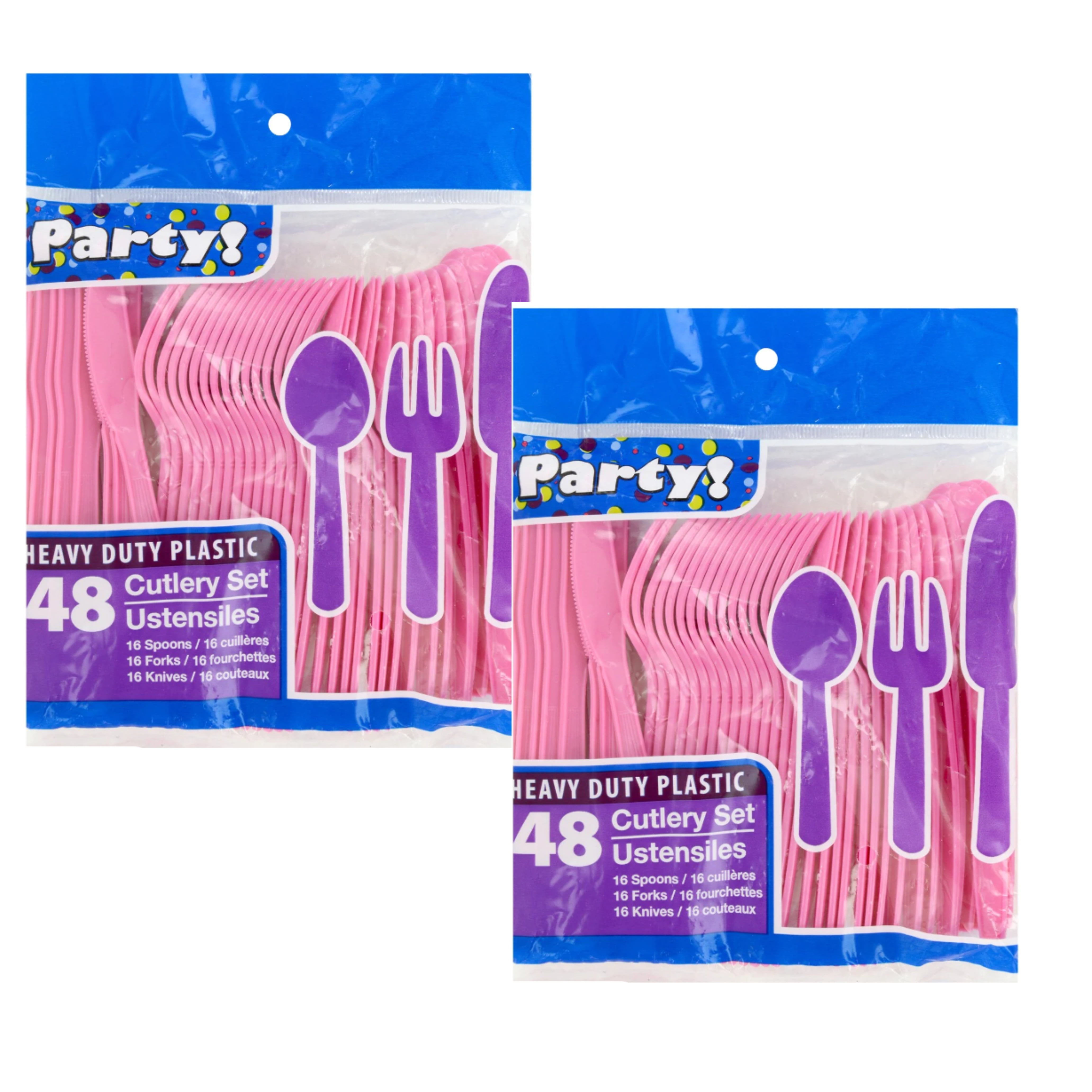 Candy Pink Plastic Cutlery 96 pcs Set 32 Forks 32 Spoons 32 Knives ...