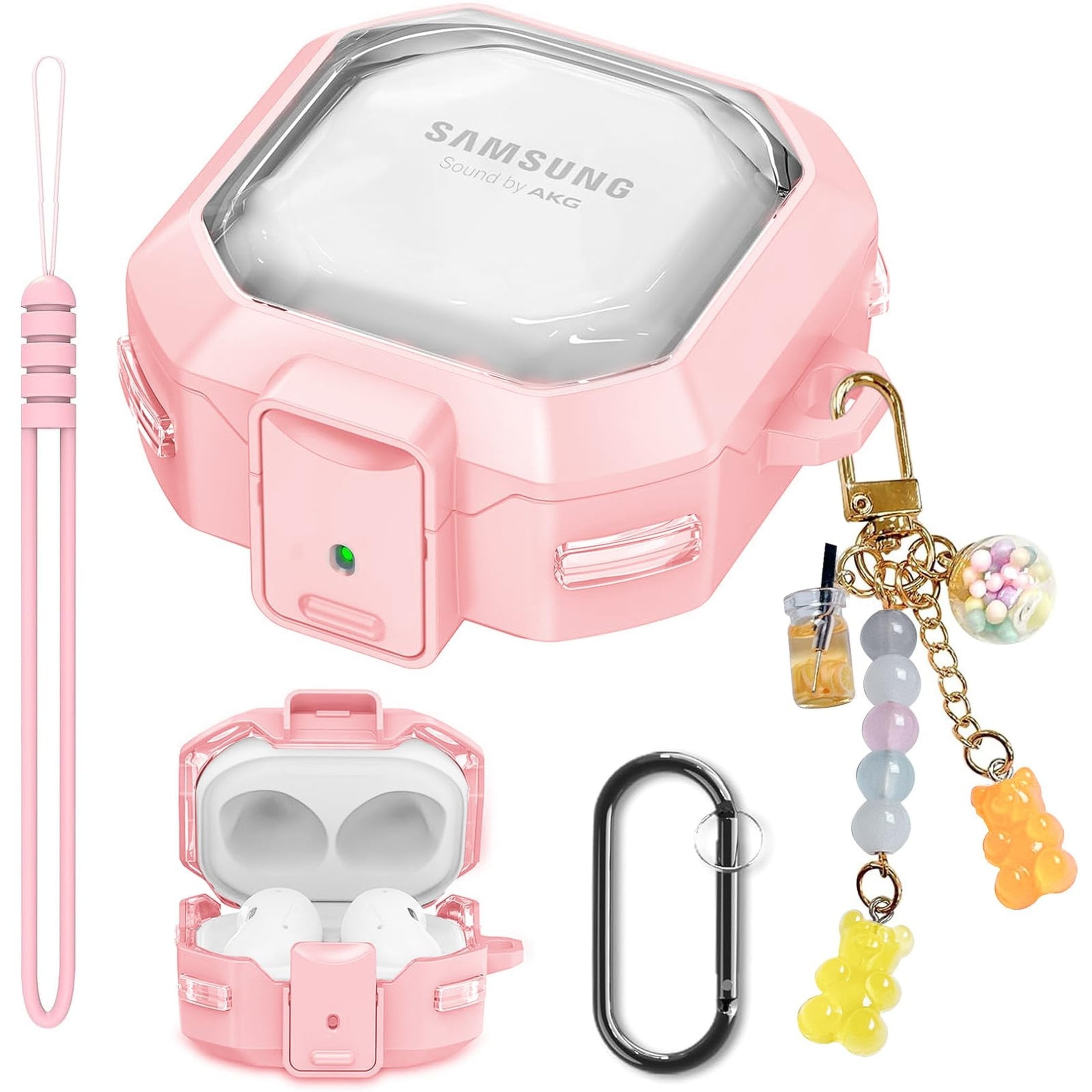 Candy Pink Secure Hard Case for Galaxy Buds with Keychain Attachment ...